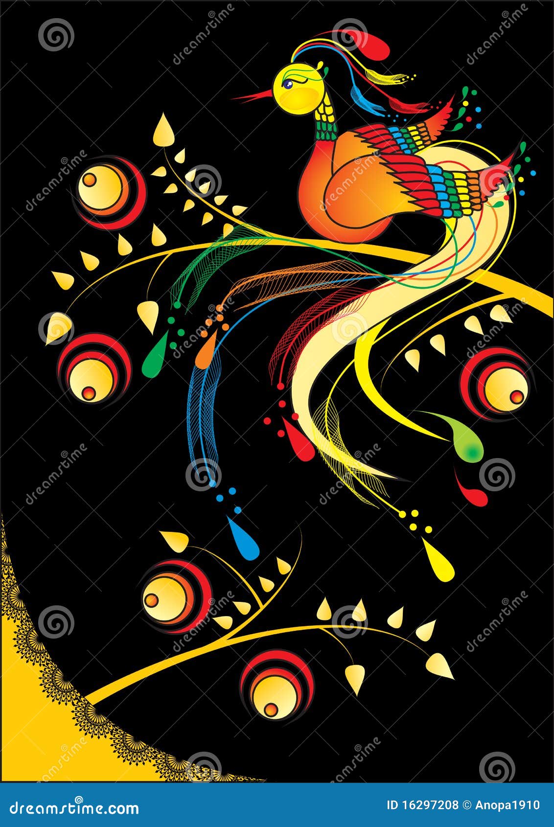 Fairy beautiful bird stock vector. Illustration of curve - 16297208