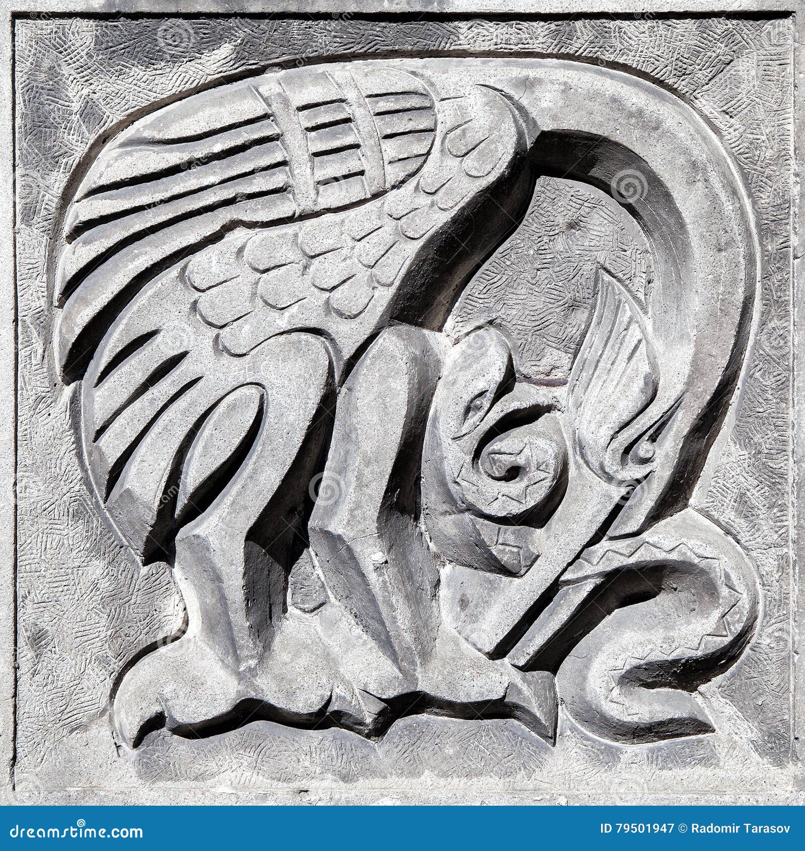 Fairy Bird Eating a Snake, Bas-relief Stock Image - Image of eating ...