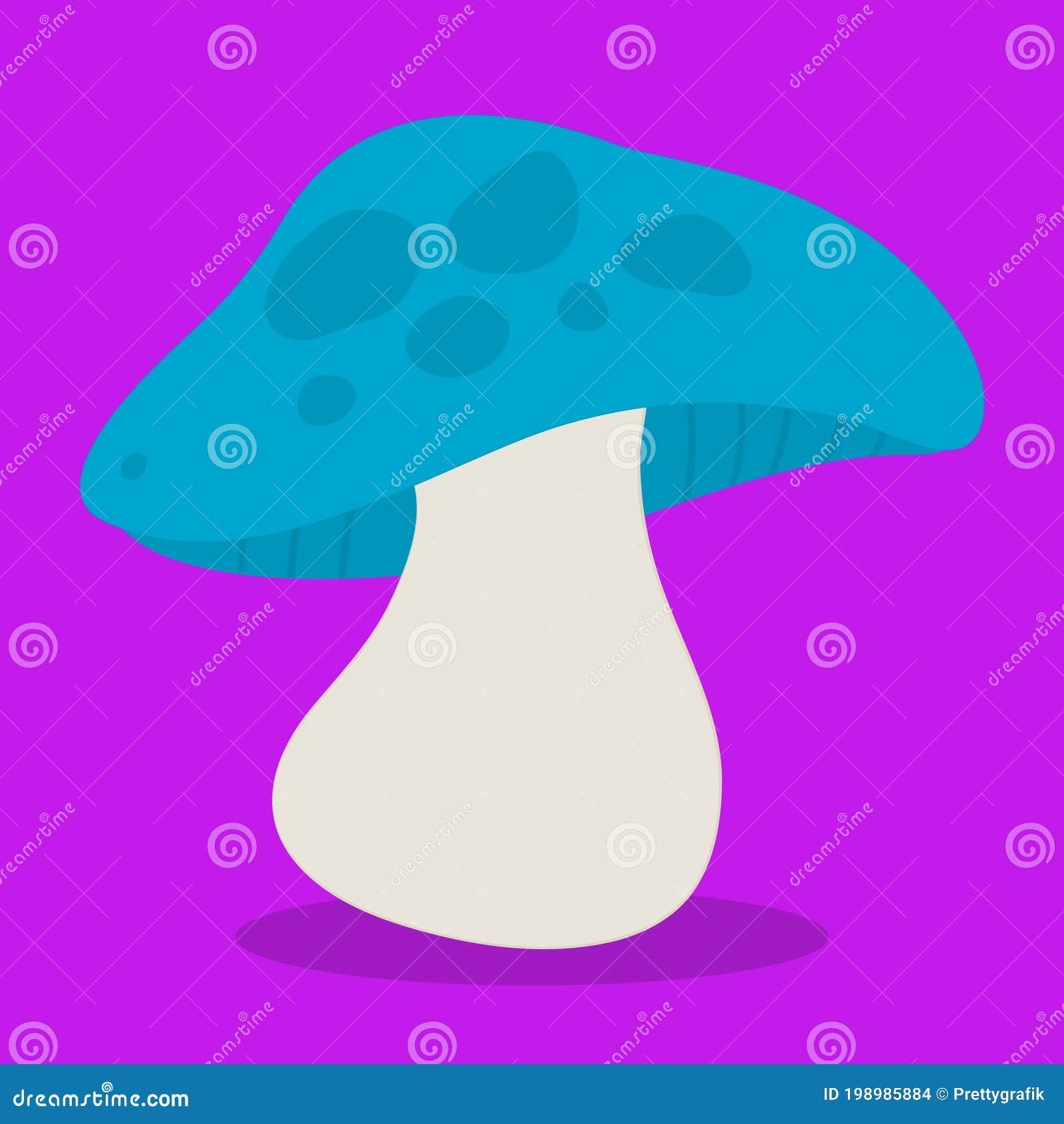 Blue Mushroom Amanita Phalloides, Hand Drawn Watercolor Illustration ...