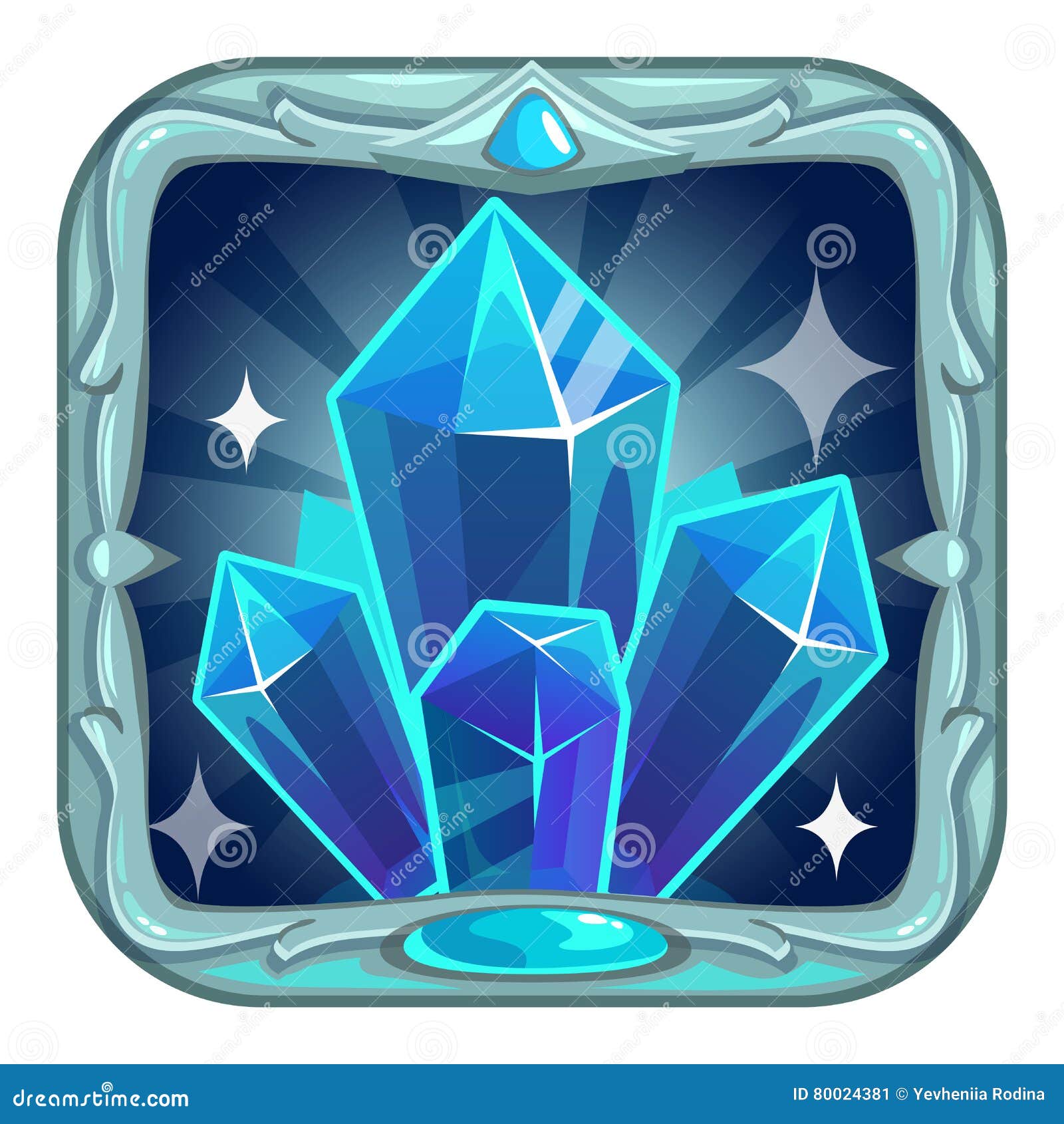 Fairy Cartoon Square Crystals App Icon Stock Vector - Illustration of ...