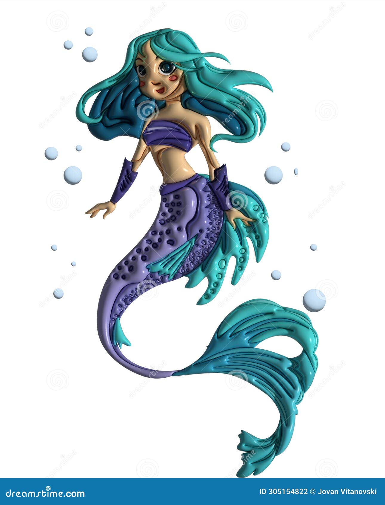 Inflated Mermaid Toy with Plasticine Effect. Stock Illustration ...