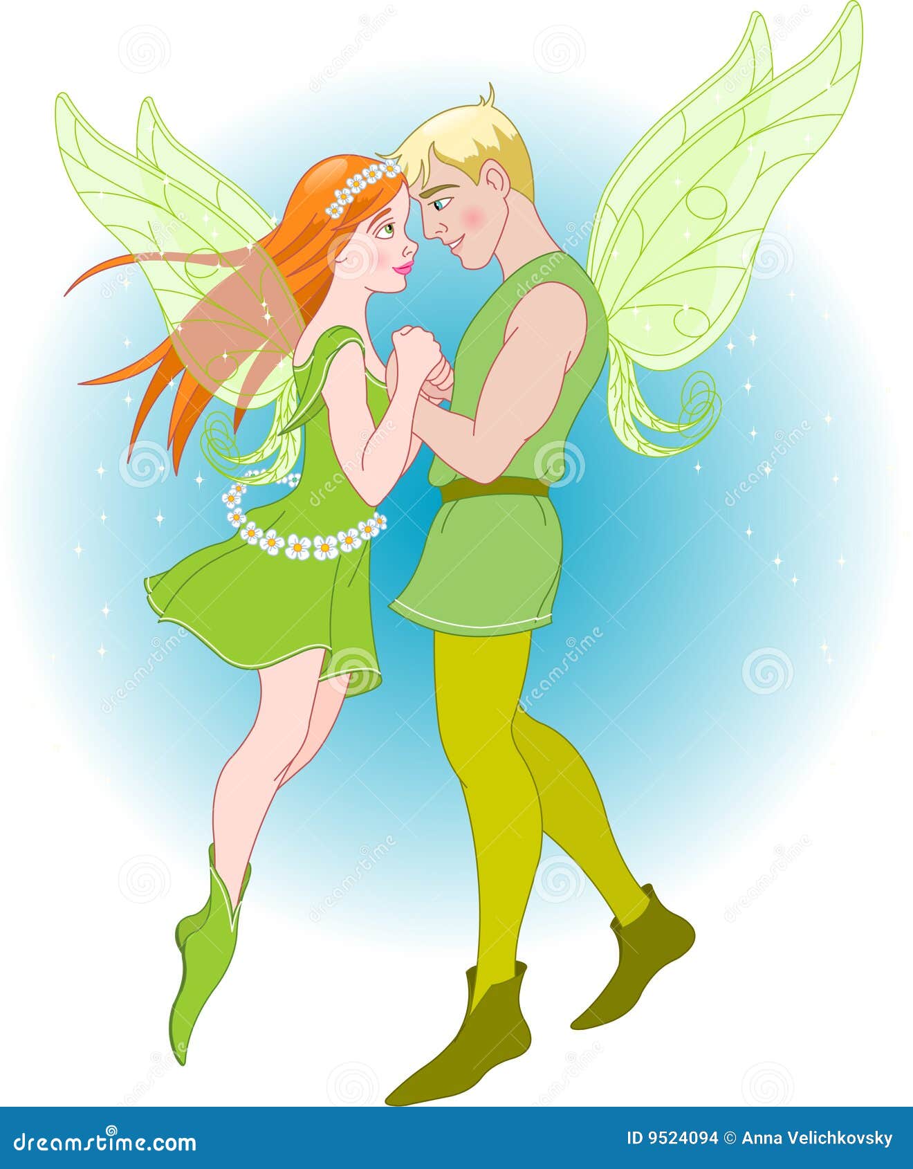 Fairy Couple on a Romantic Fly Stock Vector - Illustration of love ...