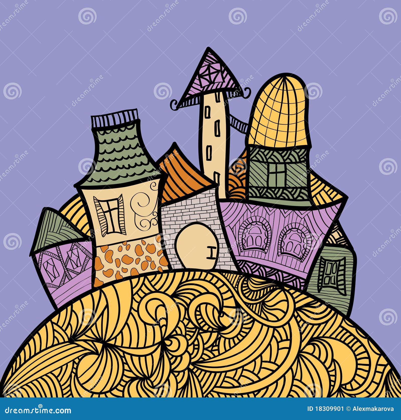 Fairy doddle town stock vector. Illustration of stairway - 18309901