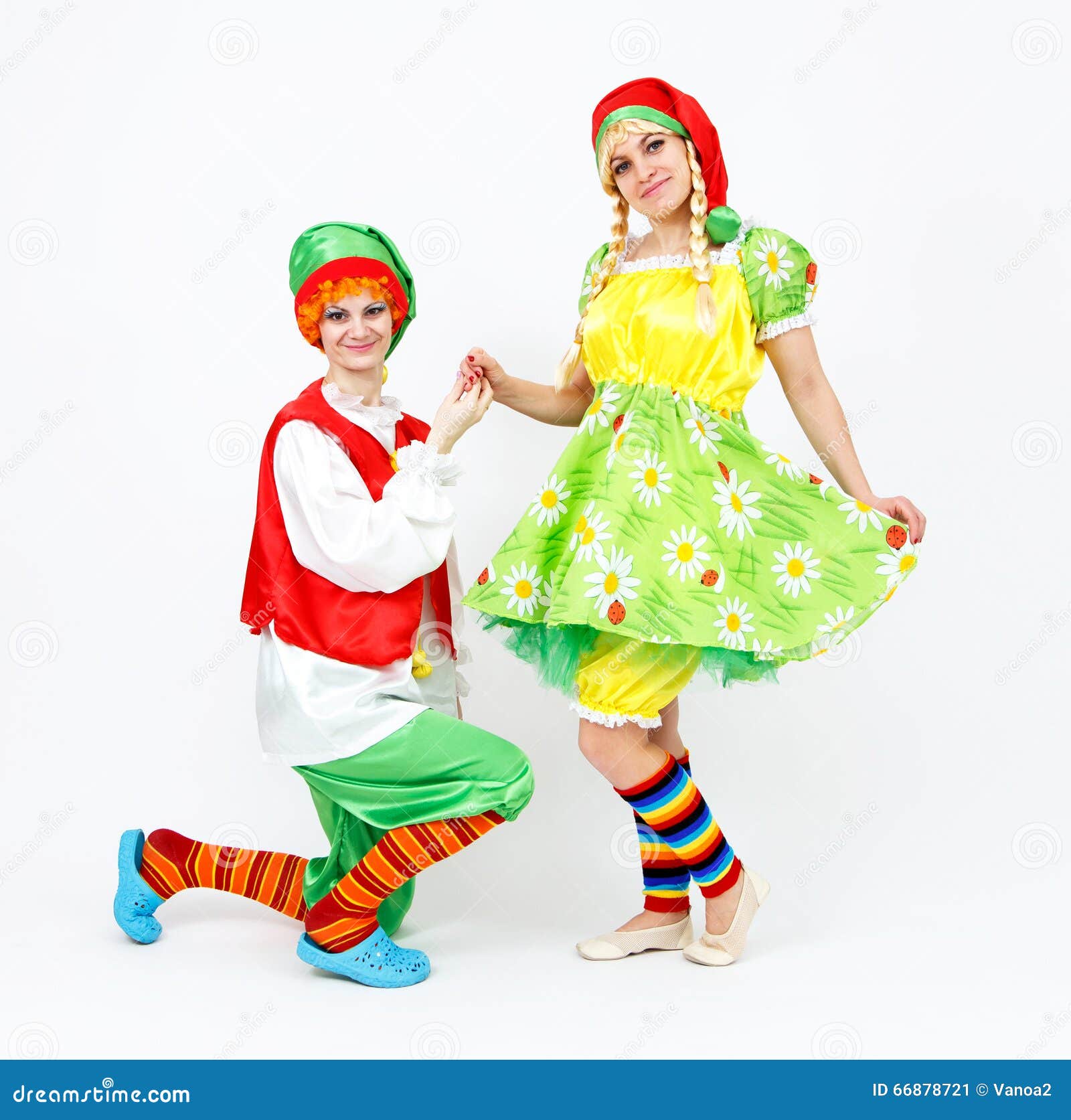 Fairy Dwarf Girl and Her Elf Friend on White Stock Image - Image of ...
