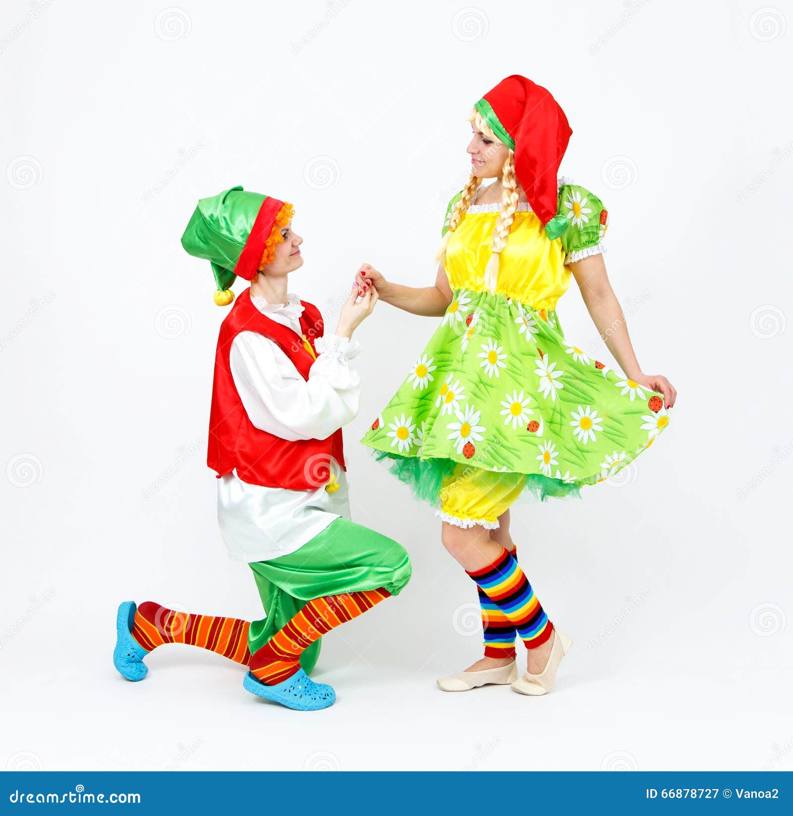 Fairy Dwarf Girl and Her Elf Friend on White Stock Image - Image of ...