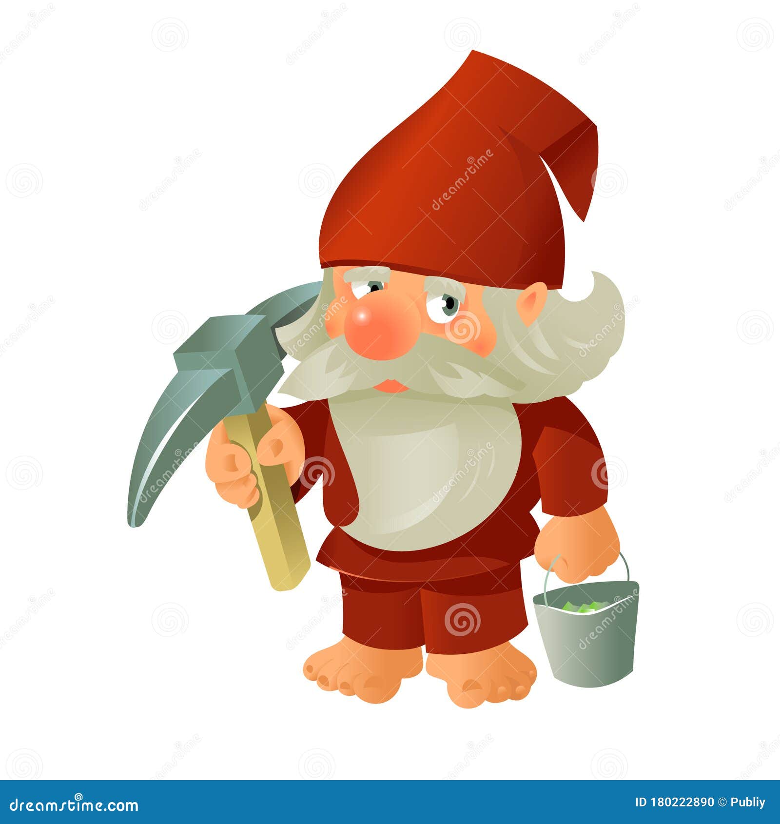 Fairy Dwarf with a Pick and Bucket in His Hands Stock Vector ...