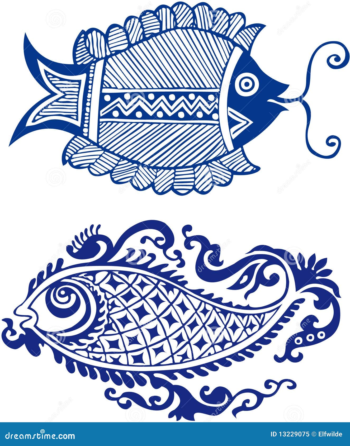 Fairy Eastern Fish Patterns Stock Illustration - Illustration of ...