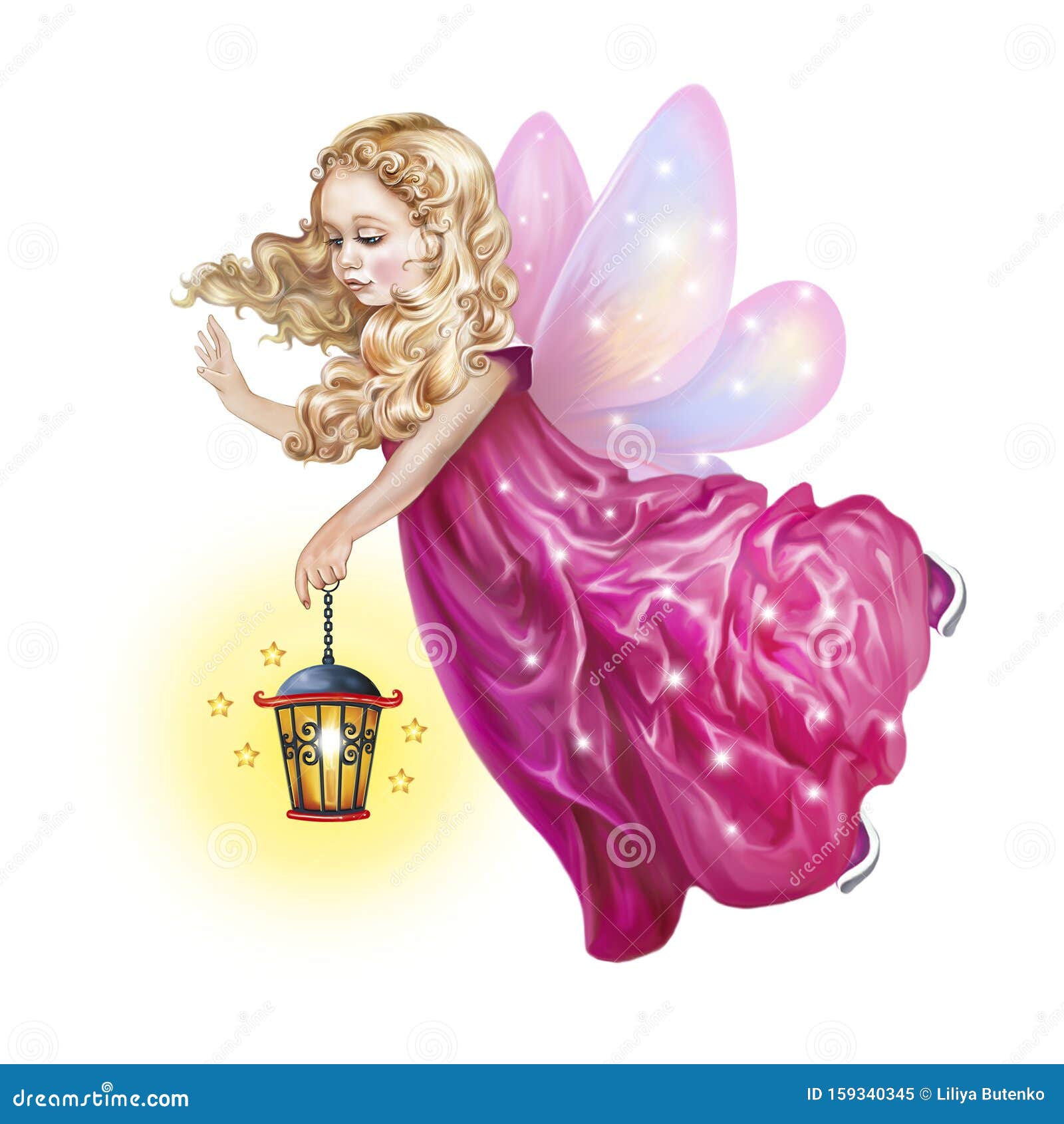 Fairy Flies with a Flashlight Stock Illustration - Illustration of ...