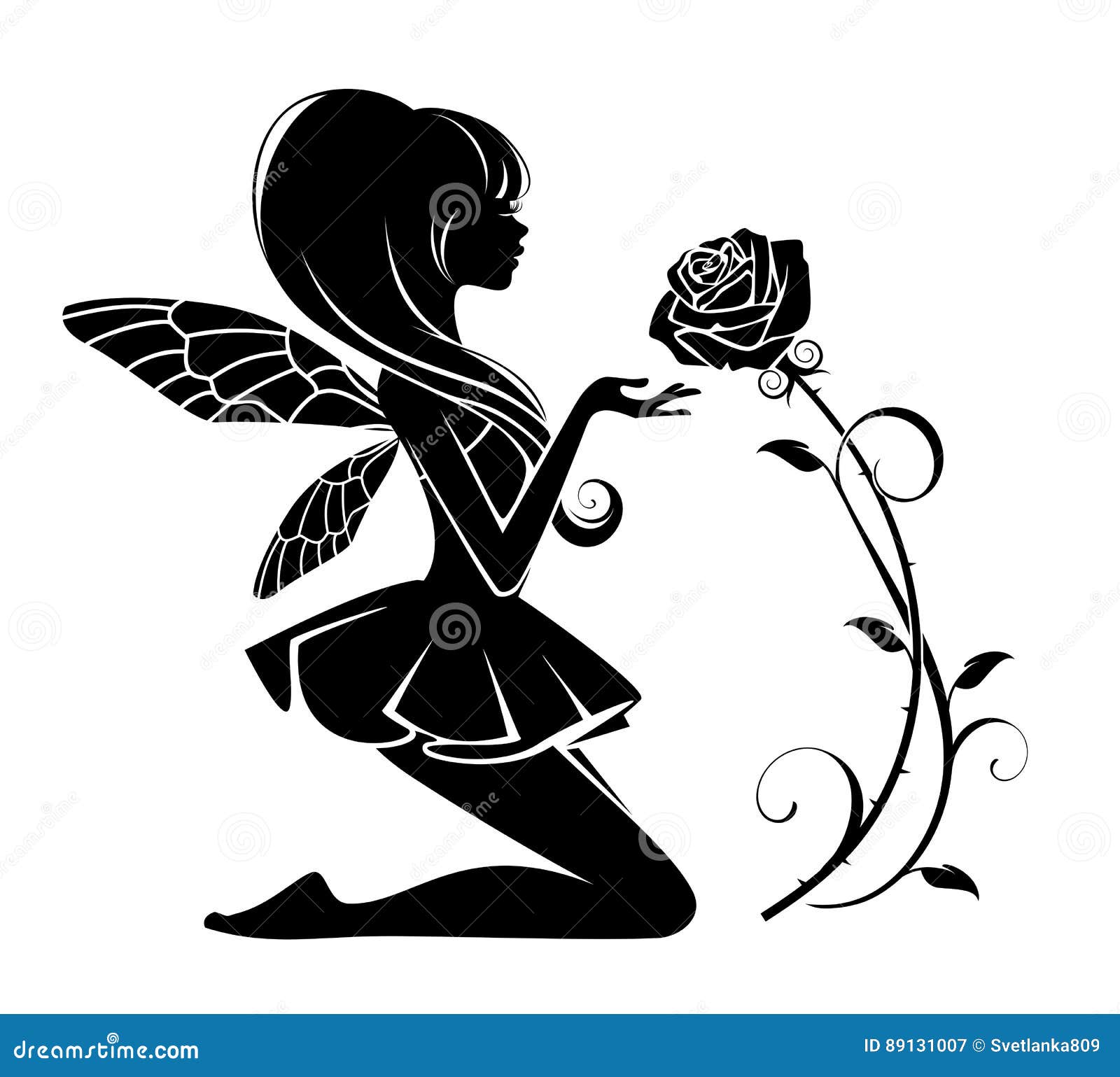 Fairy With A Flower Stock Vector Illustration Of Beautiful 89131007