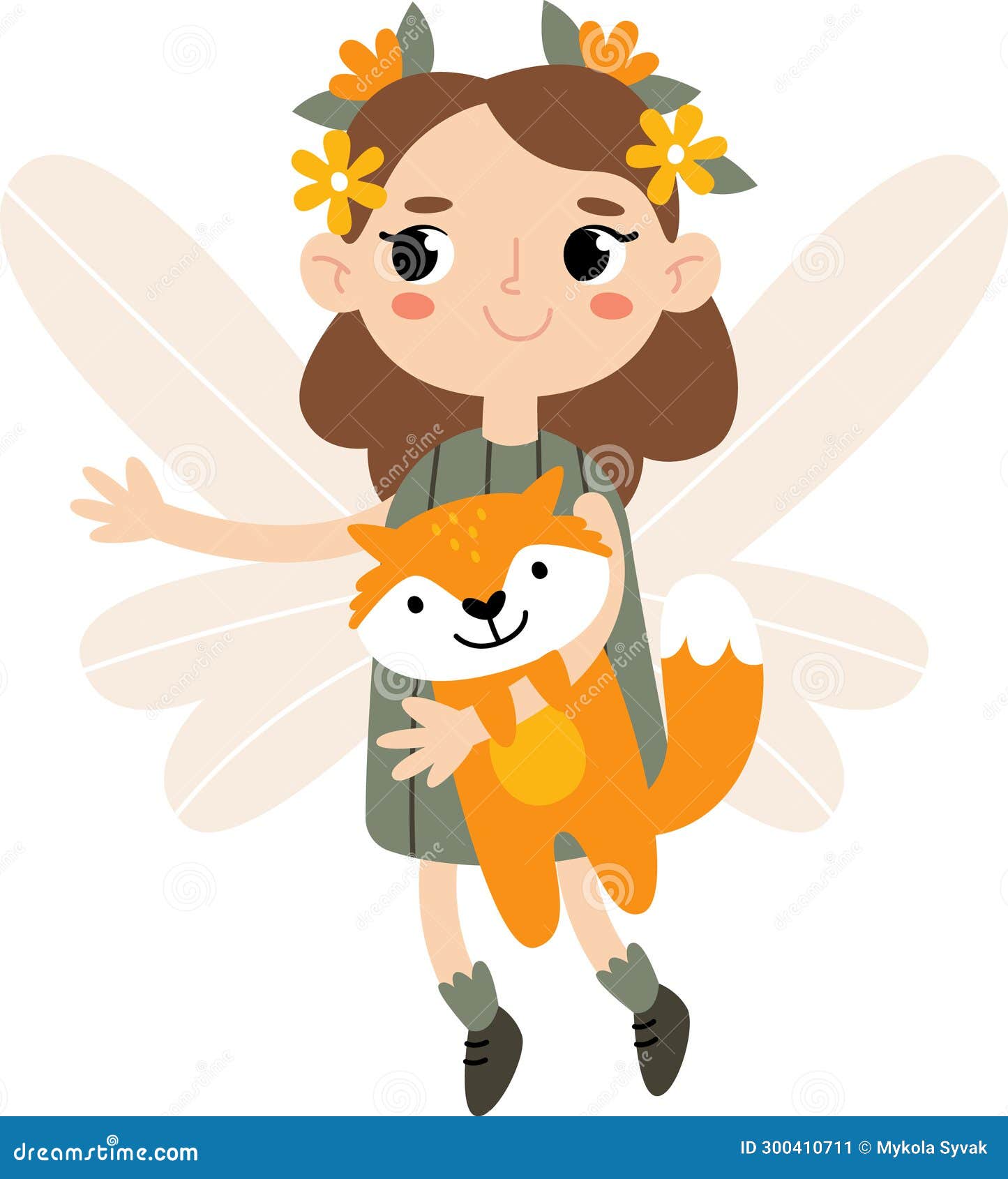 Fairy with Fox Toy stock vector. Illustration of happy - 300410711