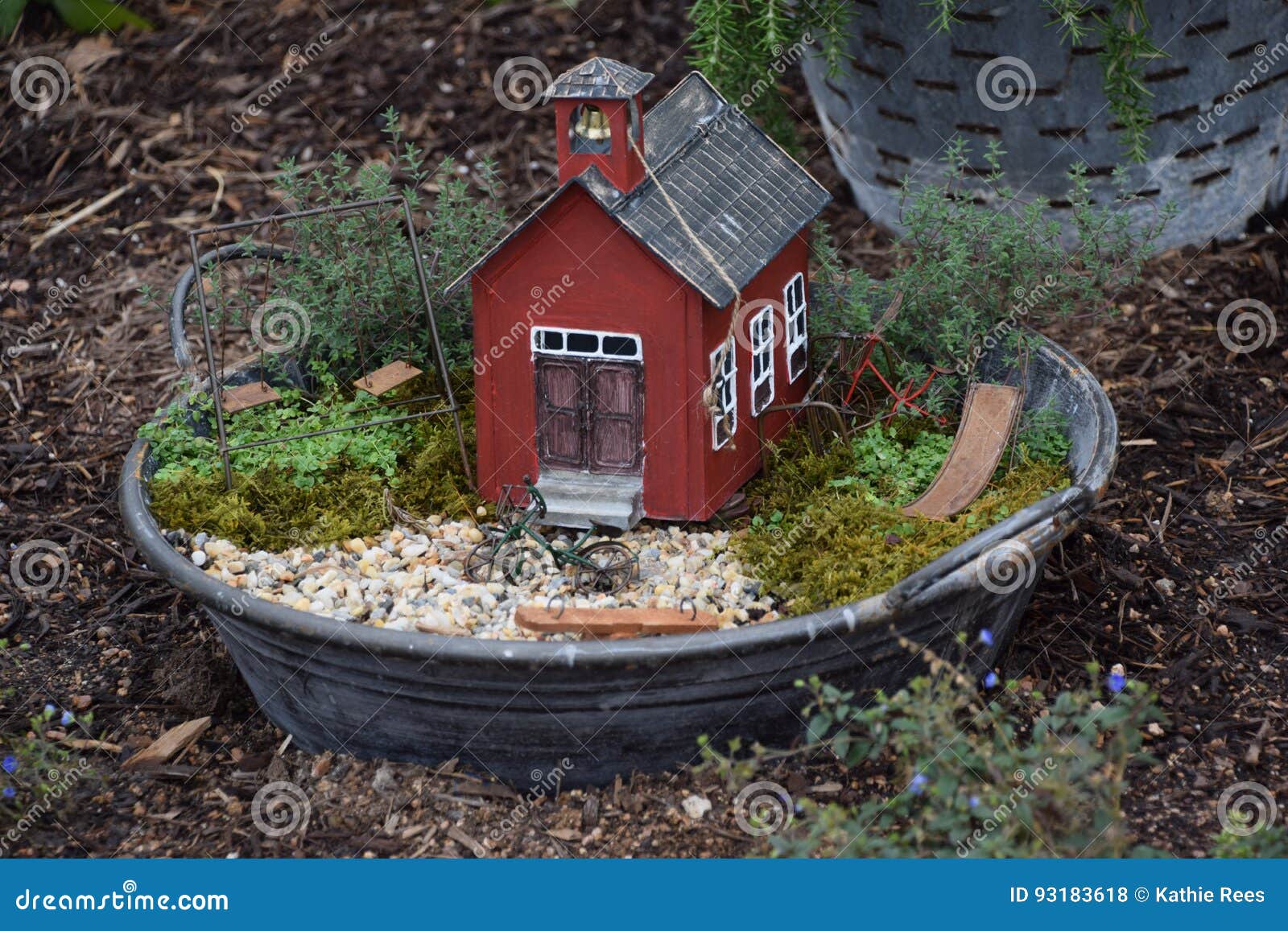 Fairy Garden stock photo. Image of bucket, garden, schoolhouse - 93183618