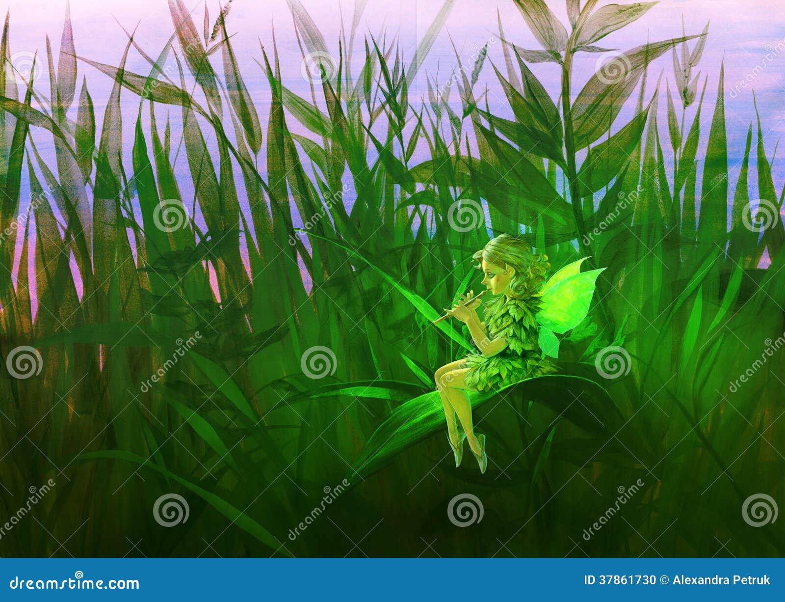 Fairy in a grass stock illustration. Illustration of closeup - 37861730