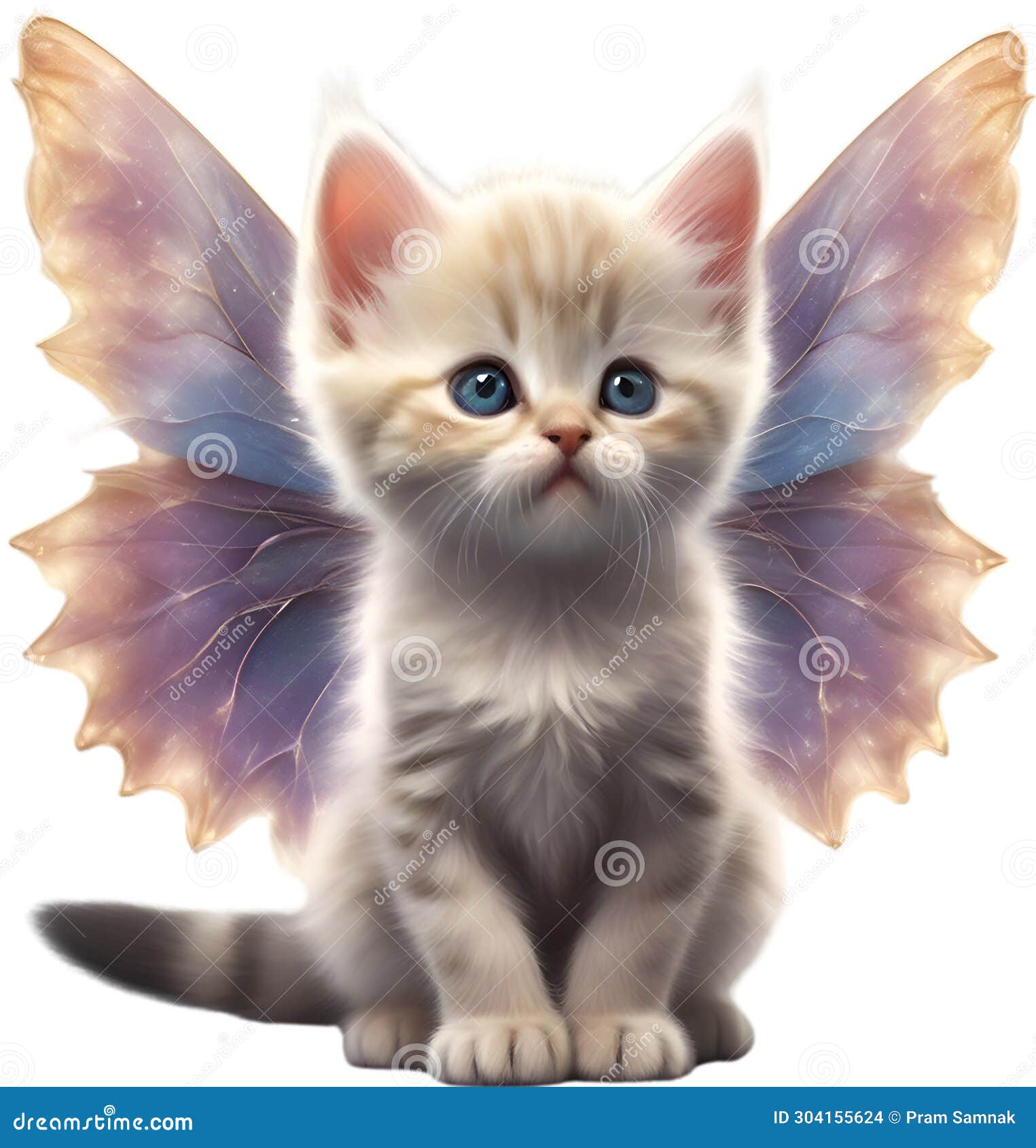 Fairy Kitten with a Magical Wing. AI-Generated. Stock Illustration ...