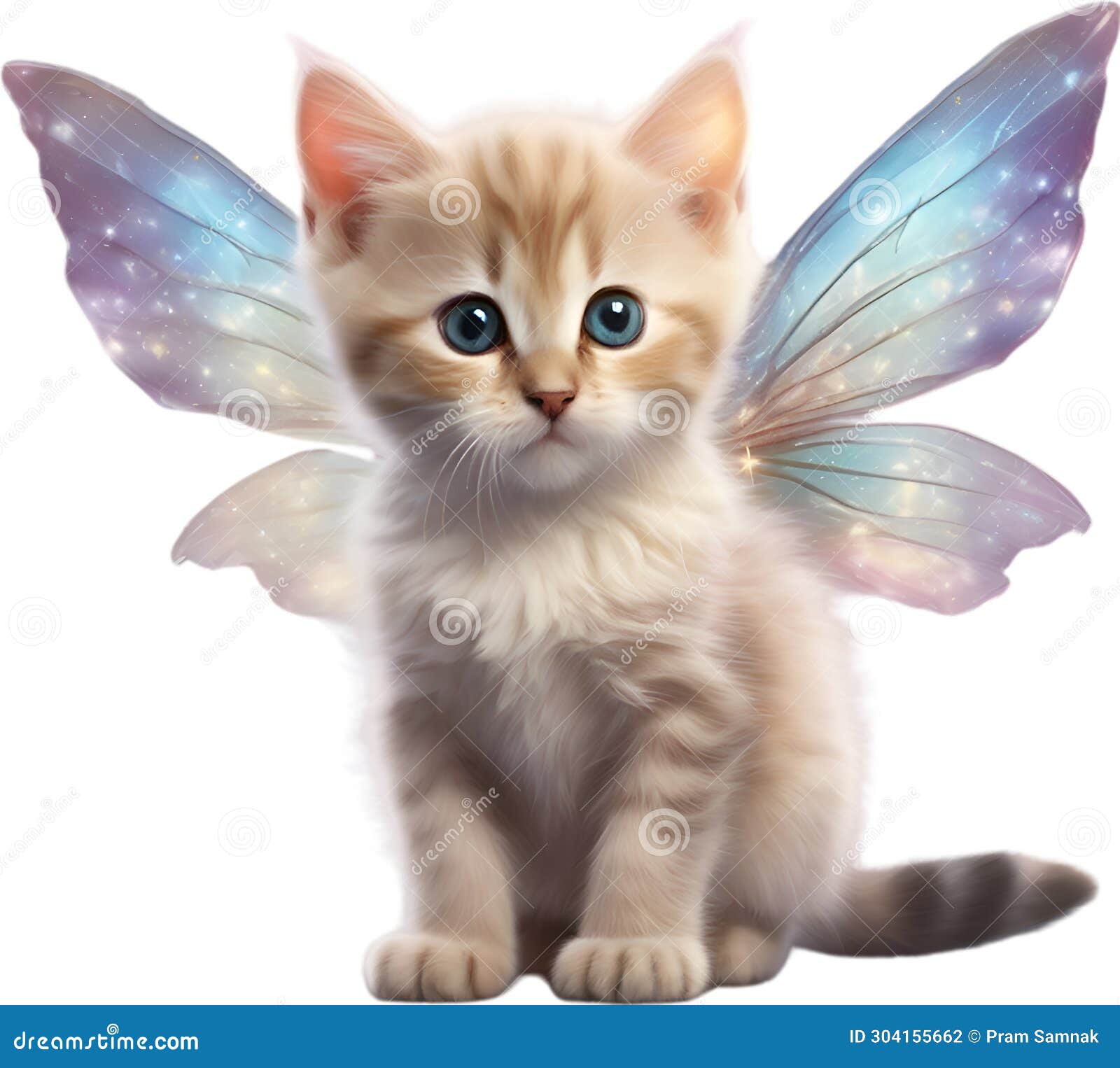 Fairy Kitten with a Magical Wing. AI-Generated. Stock Illustration ...
