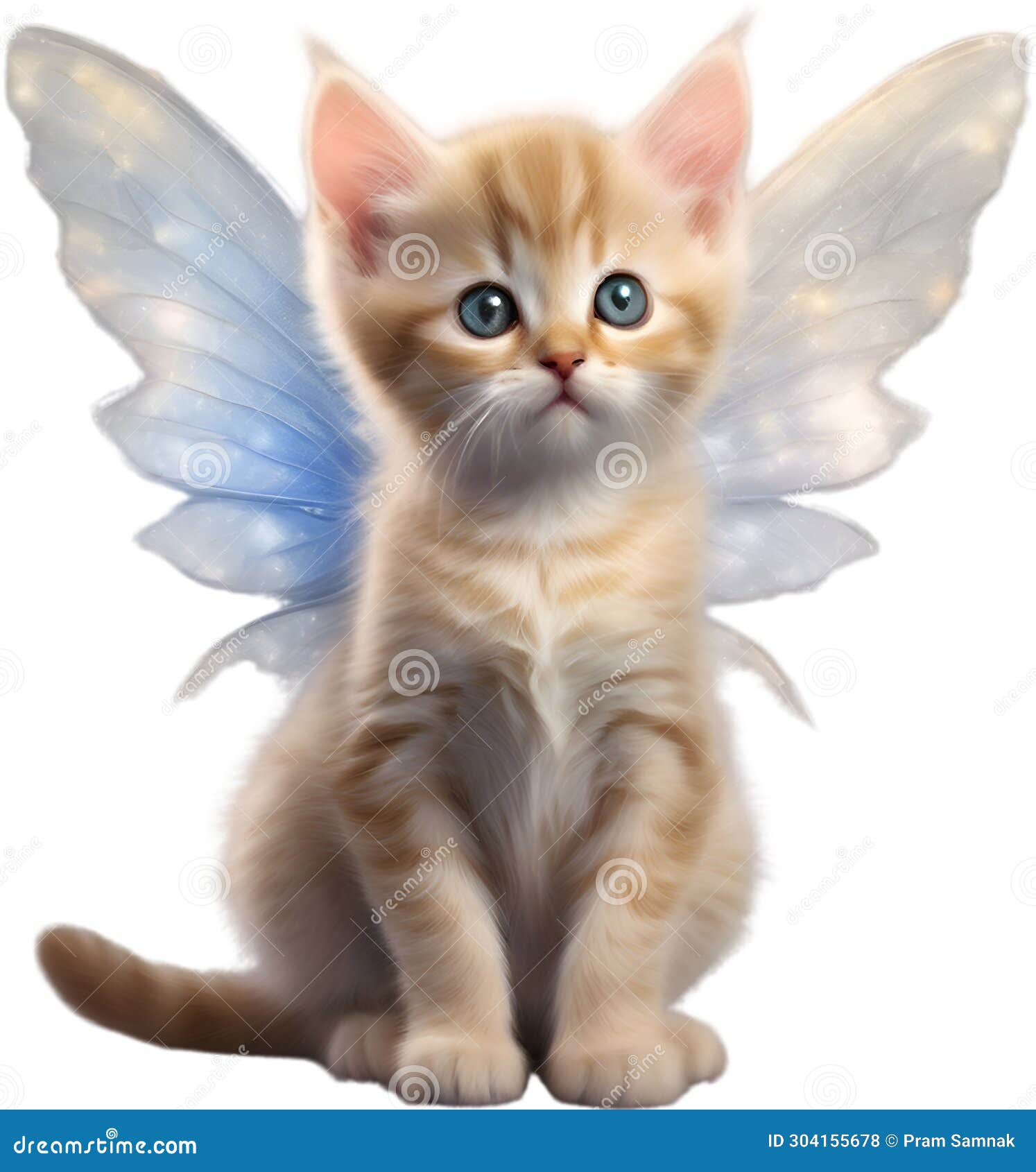 Fairy Kitten with a Magical Wing. AI-Generated. Stock Illustration ...