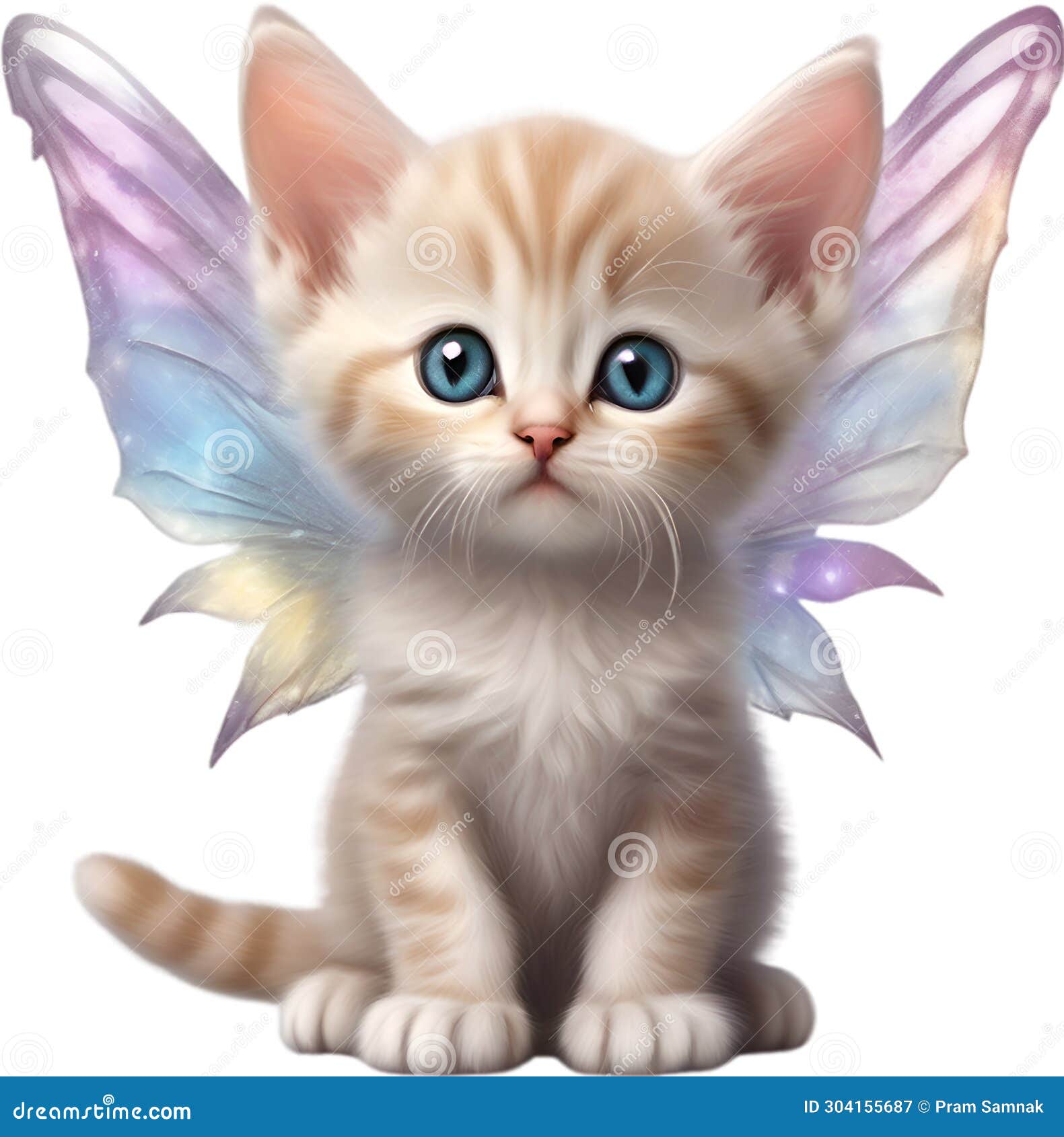Fairy Kitten with a Magical Wing. AI-Generated. Stock Illustration ...