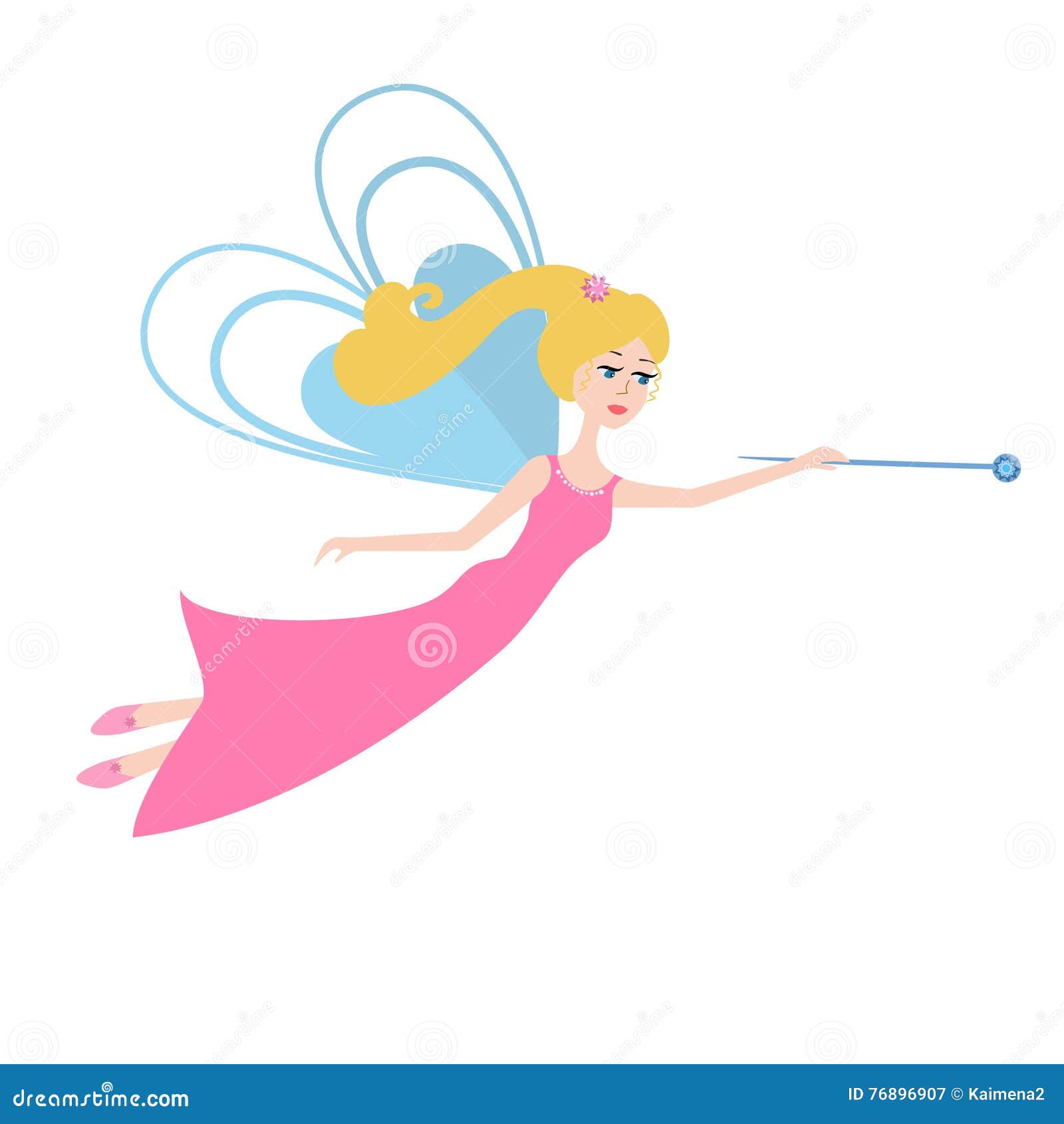 Fairy with a Magic Wand Flying. Stock Vector - Illustration of fairy ...