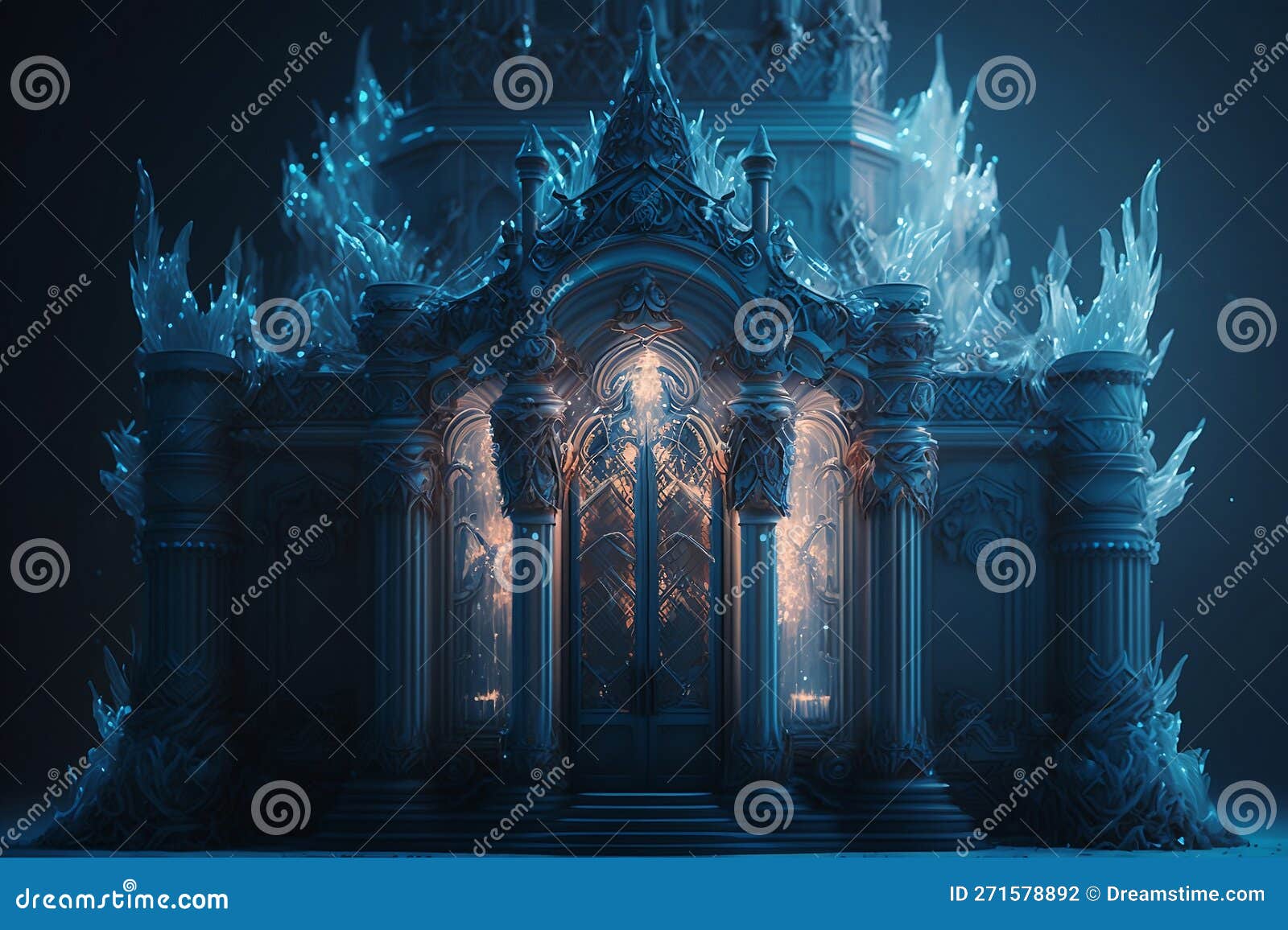 Fairy Magical White and Blue Ice Palace Stock Illustration ...