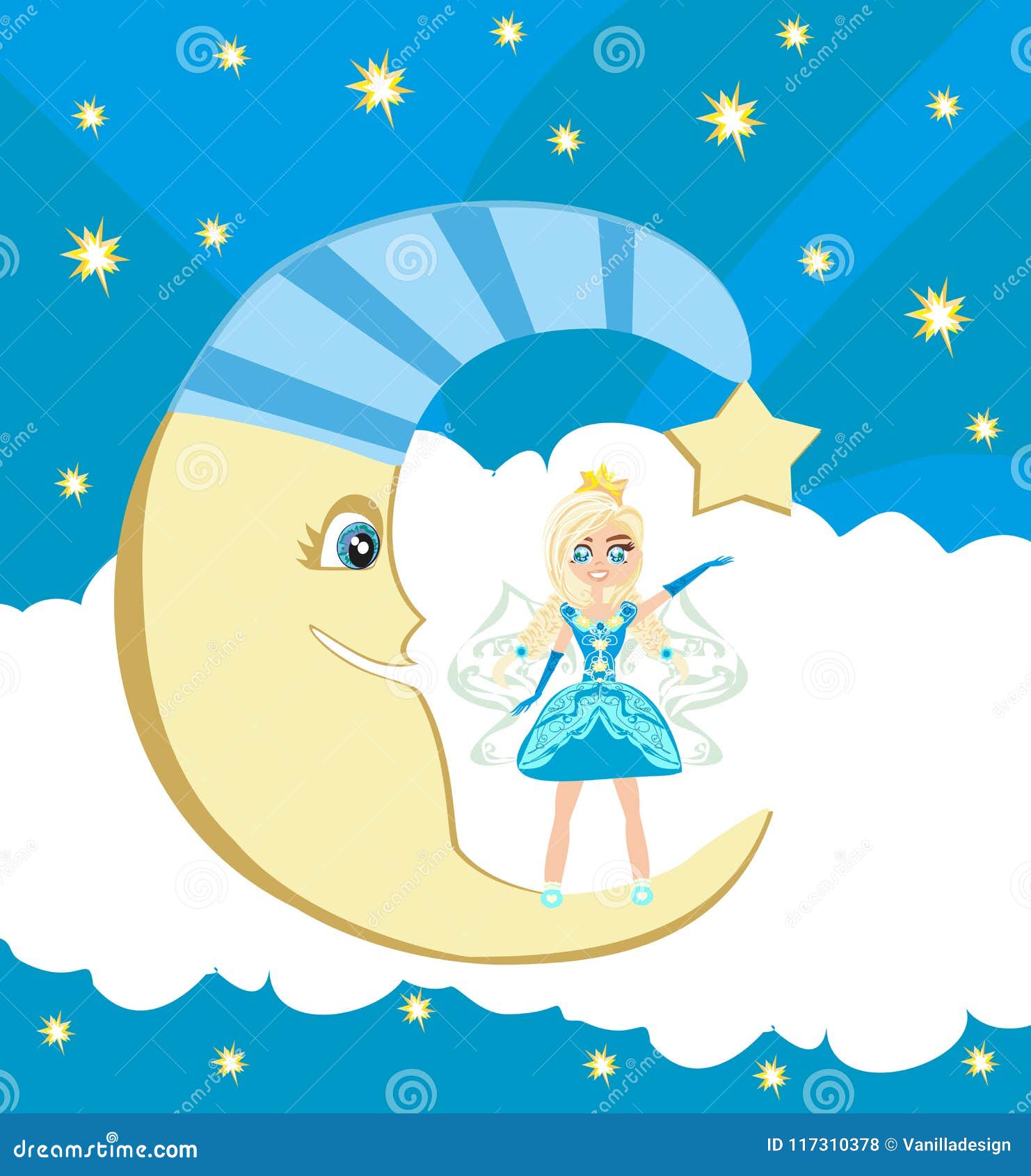 Fairy on moon stock vector. Illustration of fairy, design - 117310378