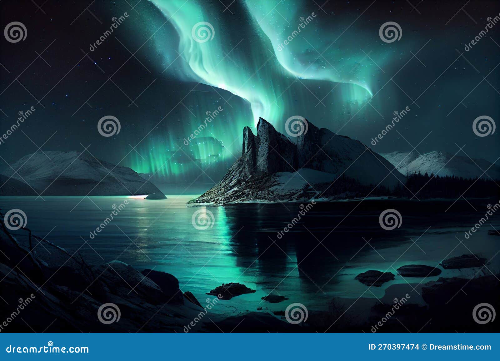 Fairy Northern Lights. AI Generated Stock Photo - Image of house ...