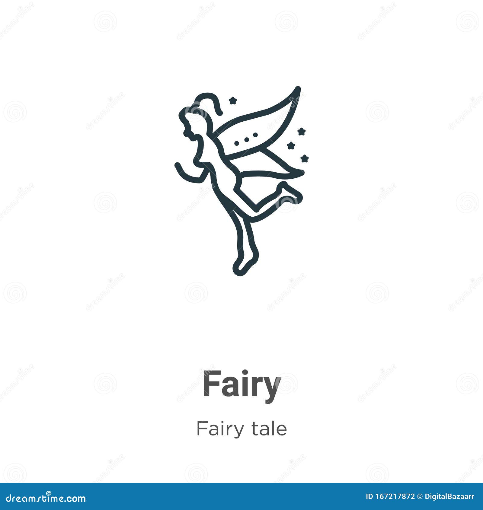 Fairy Outline Vector Icon Thin Line Black Fairy Icon Flat Vector