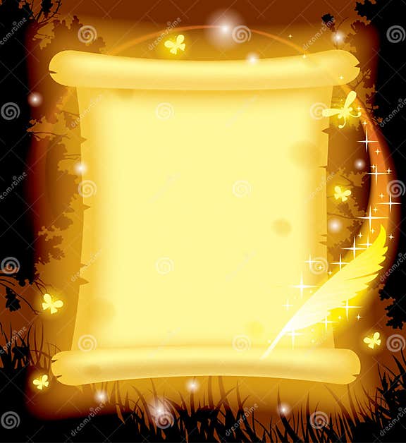 Fairy Parchment and Magic Pen Stock Vector - Illustration of card, star ...