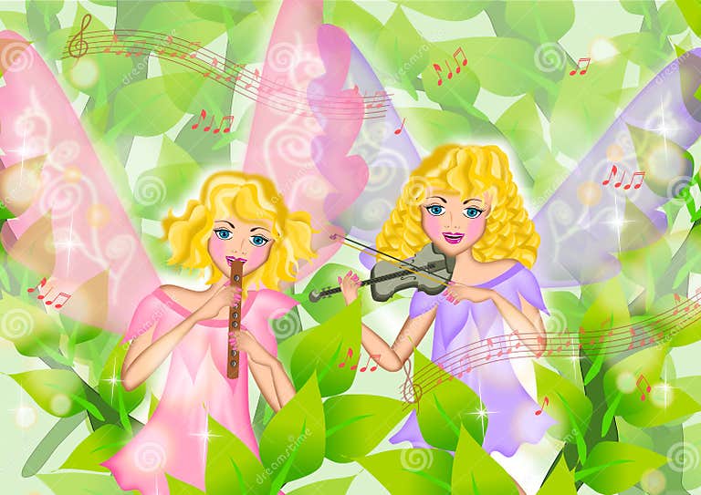 Fairy playing music stock illustration. Illustration of flowers - 61972614