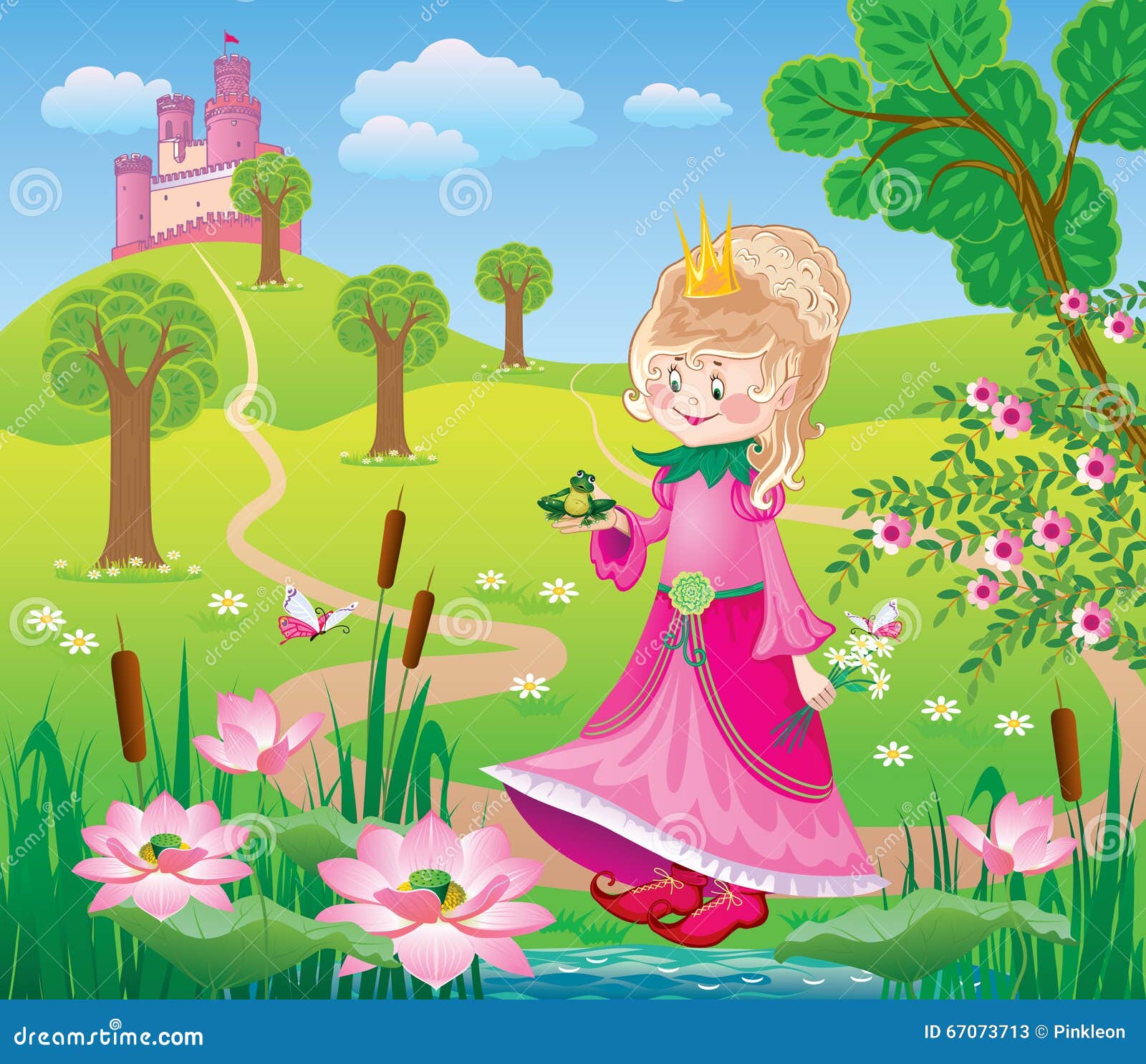 A fairy Princess with frog stock illustration. Illustration of fantasy ...