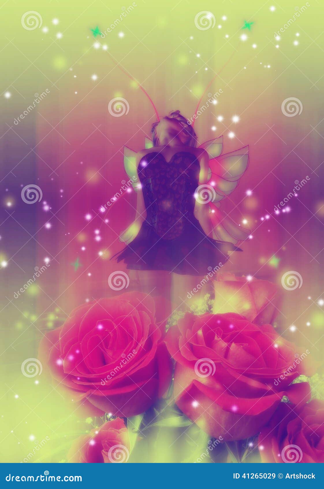 Fairy with Roses stock illustration. Illustration of dreams - 41265029
