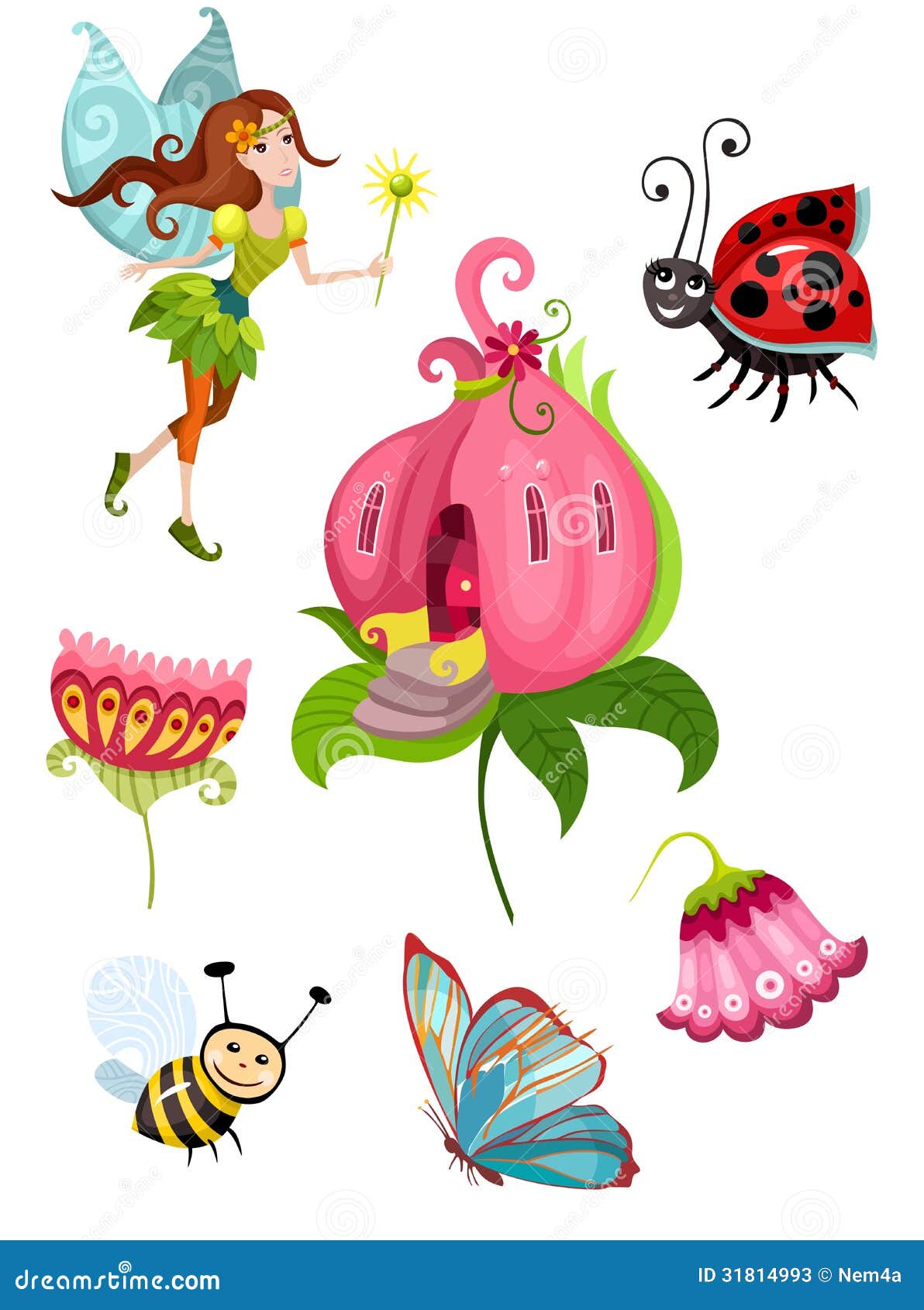 Fairy set stock vector. Illustration of design, castle - 31814993