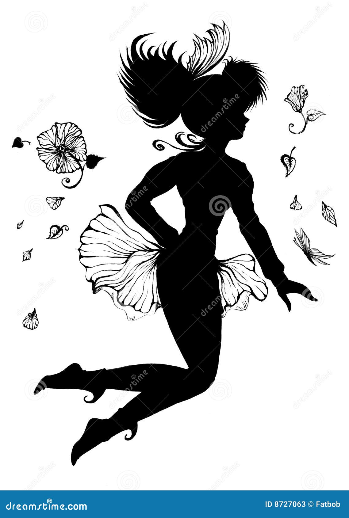 Fairy silhouette stock illustration. Illustration of flowers - 8727063