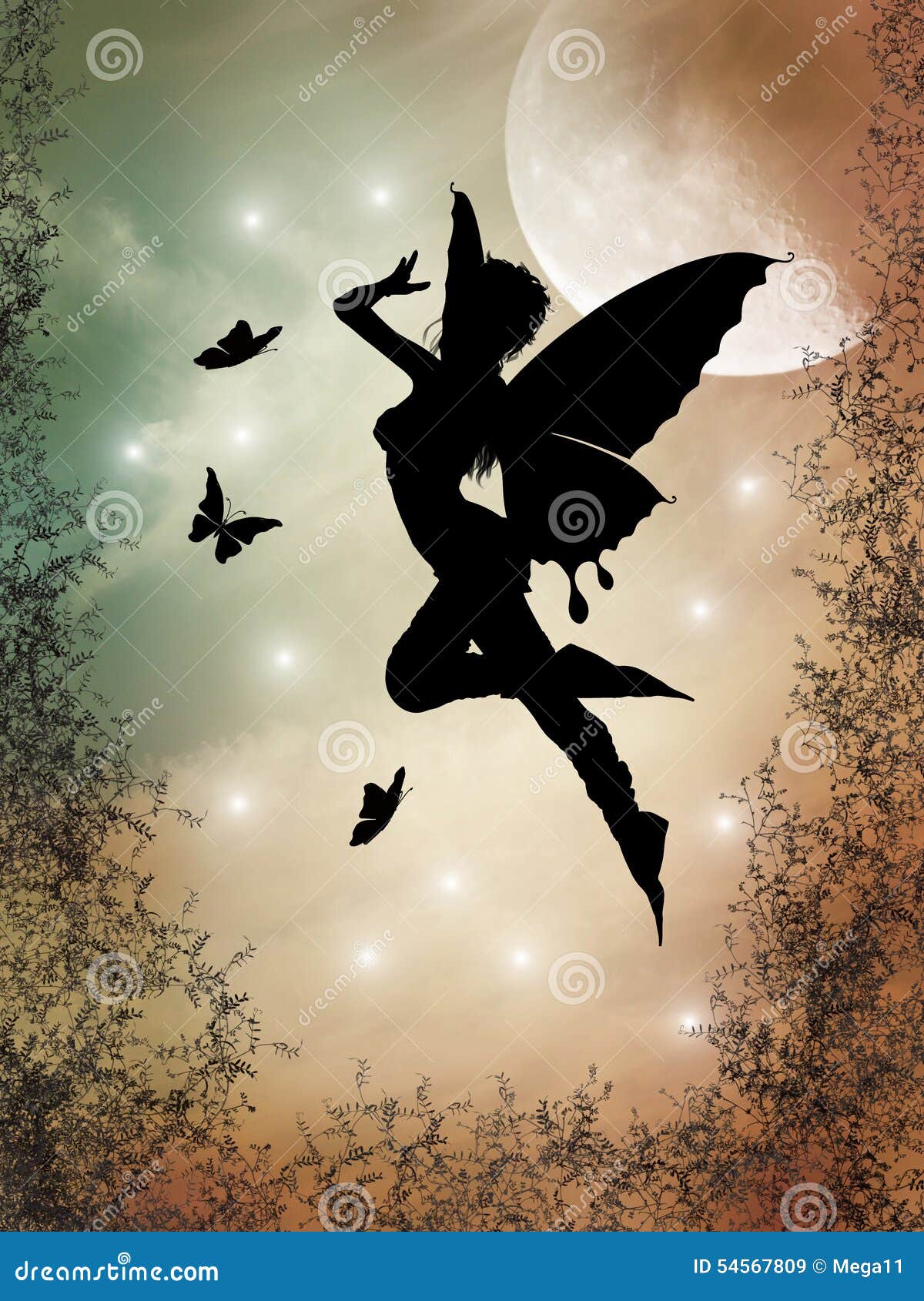 Fairy silhouette stock illustration. Illustration of tree - 54567809