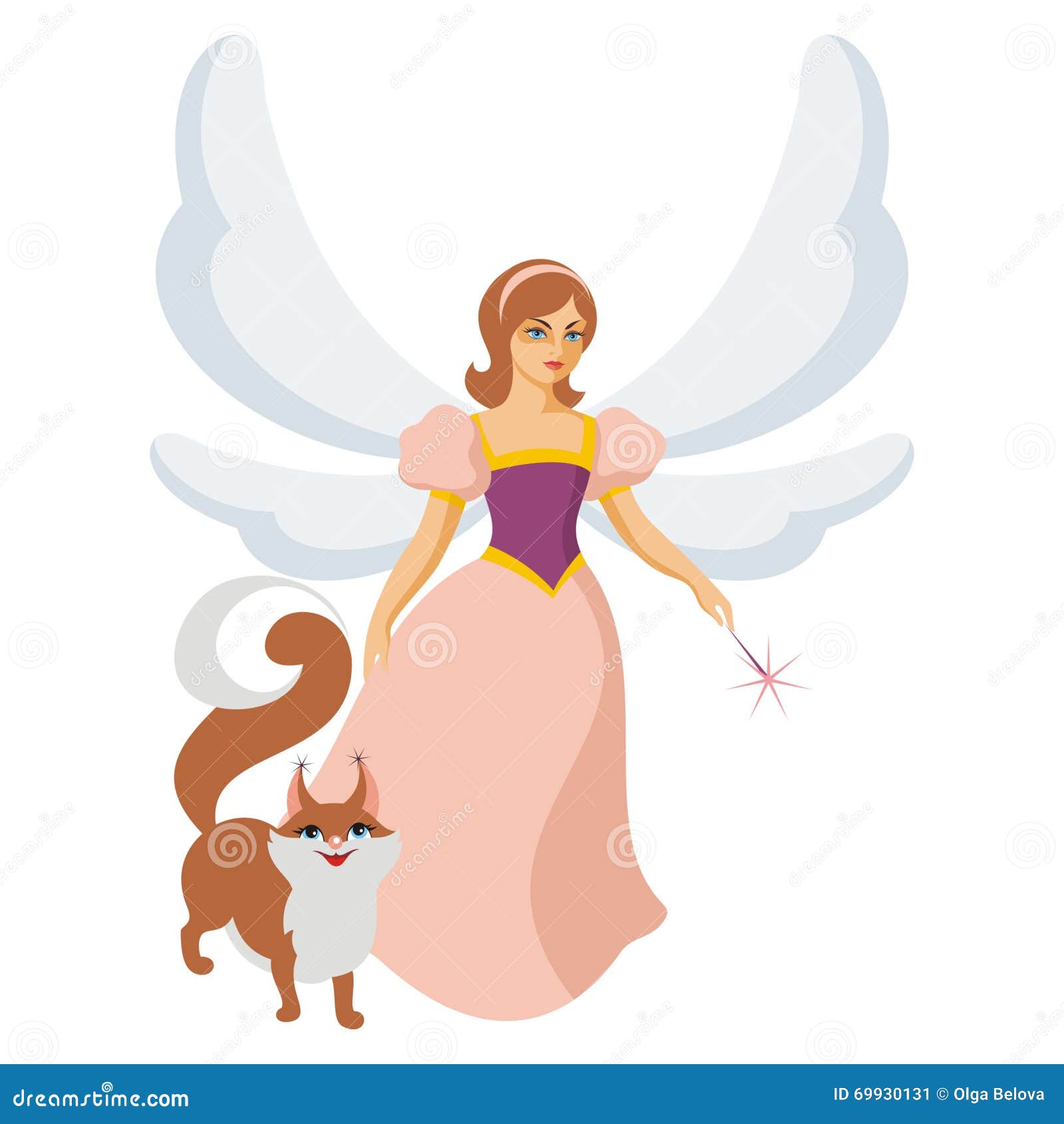 Fairy and squirrel stock vector. Illustration of magnificent - 69930131