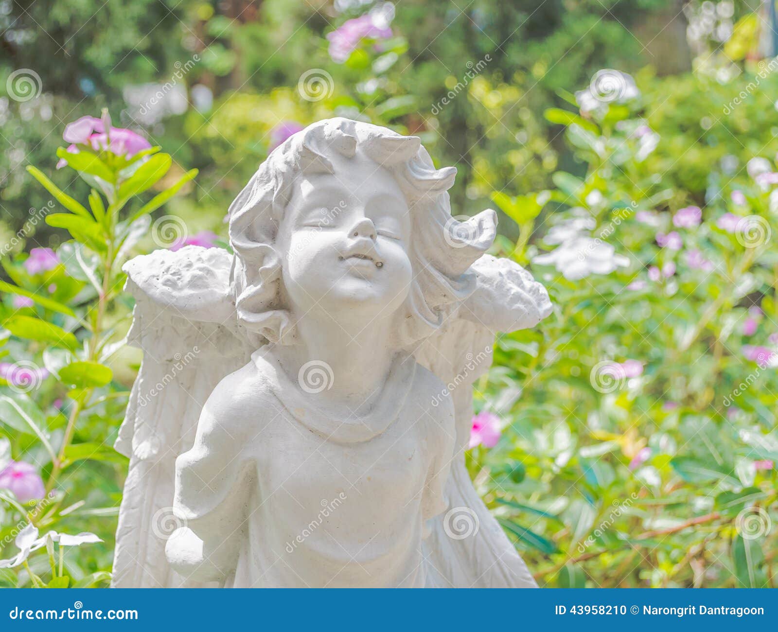 Fairy Statue Decor On The Stone Texture Wall Stock Photography ...