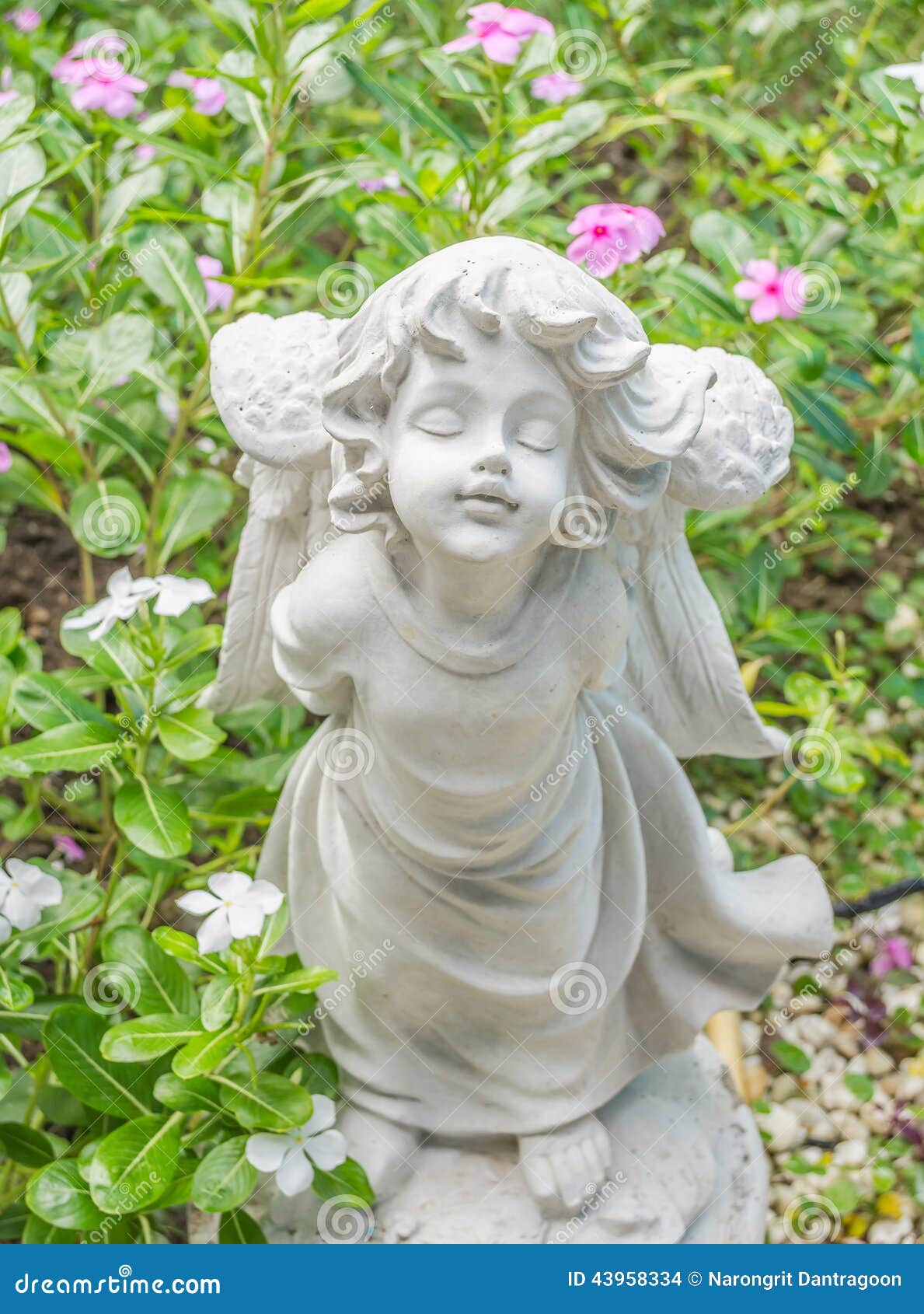Fairy Statue Decor On The Stone Texture Wall Stock Photography ...
