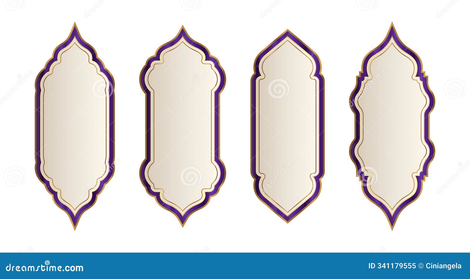 Fairy Tale Arabic Palace Style Border Frame Set Cartoon Vector ...