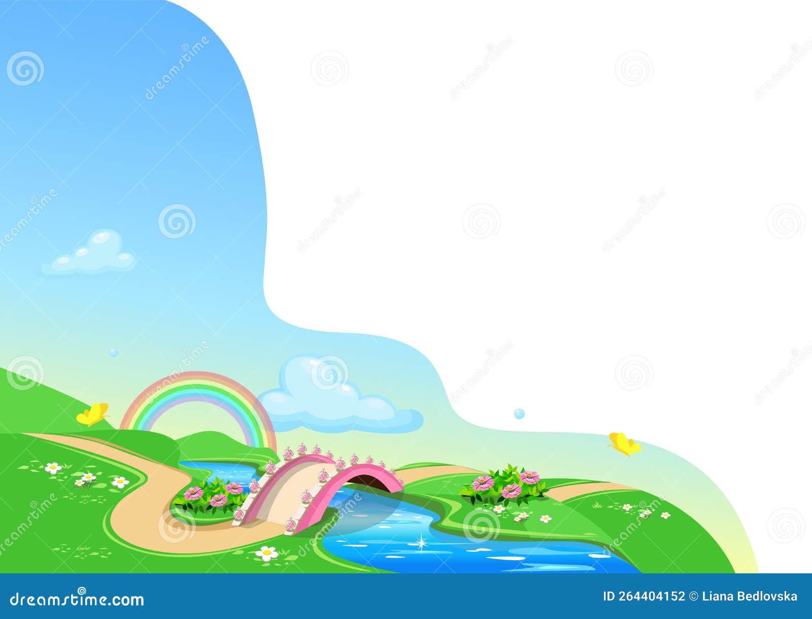 Fairy Tale Background with Bridge Stock Vector - Illustration of flower ...