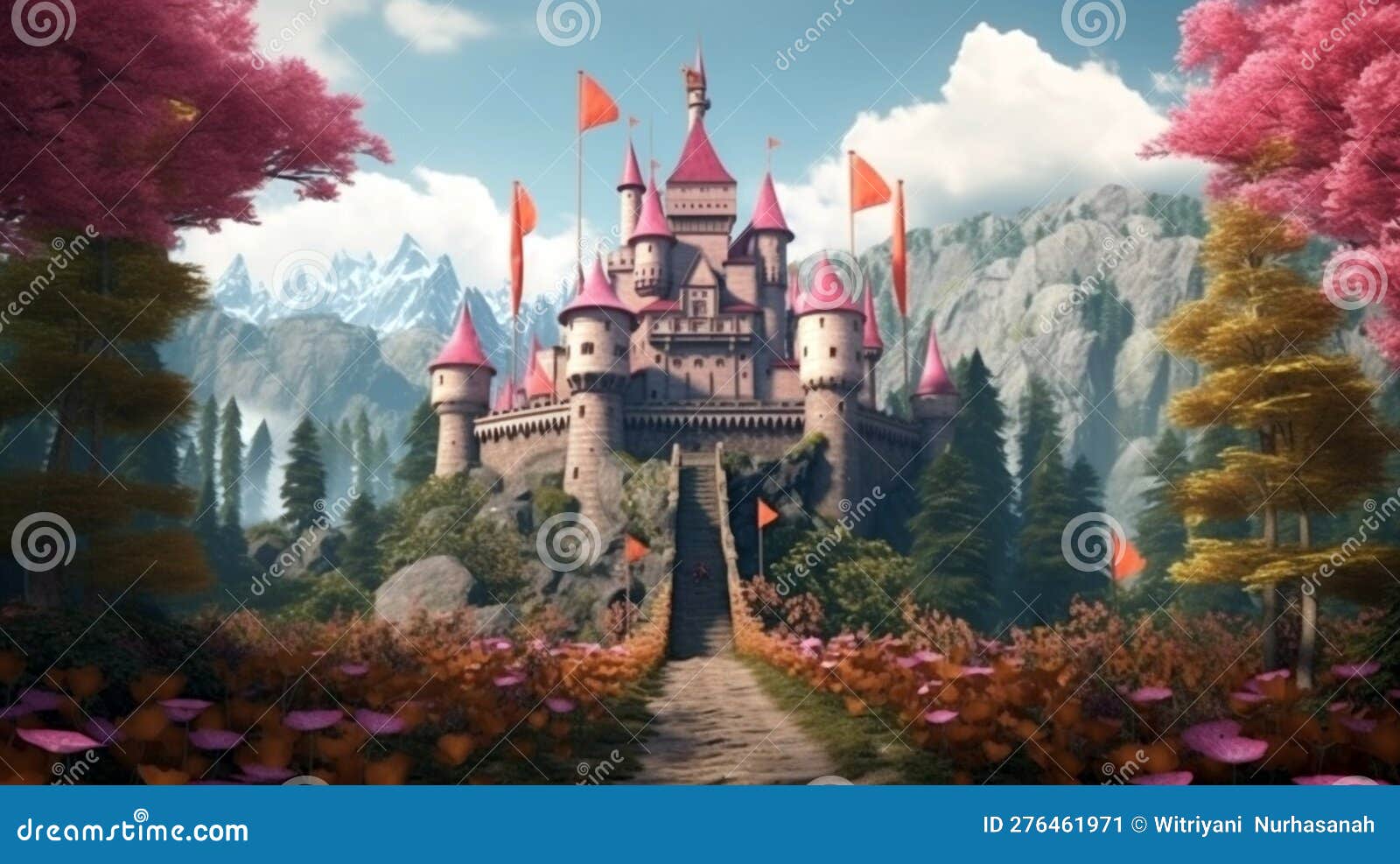 Fairy Tale Background with Princess Castle in the Forest. Castle with ...
