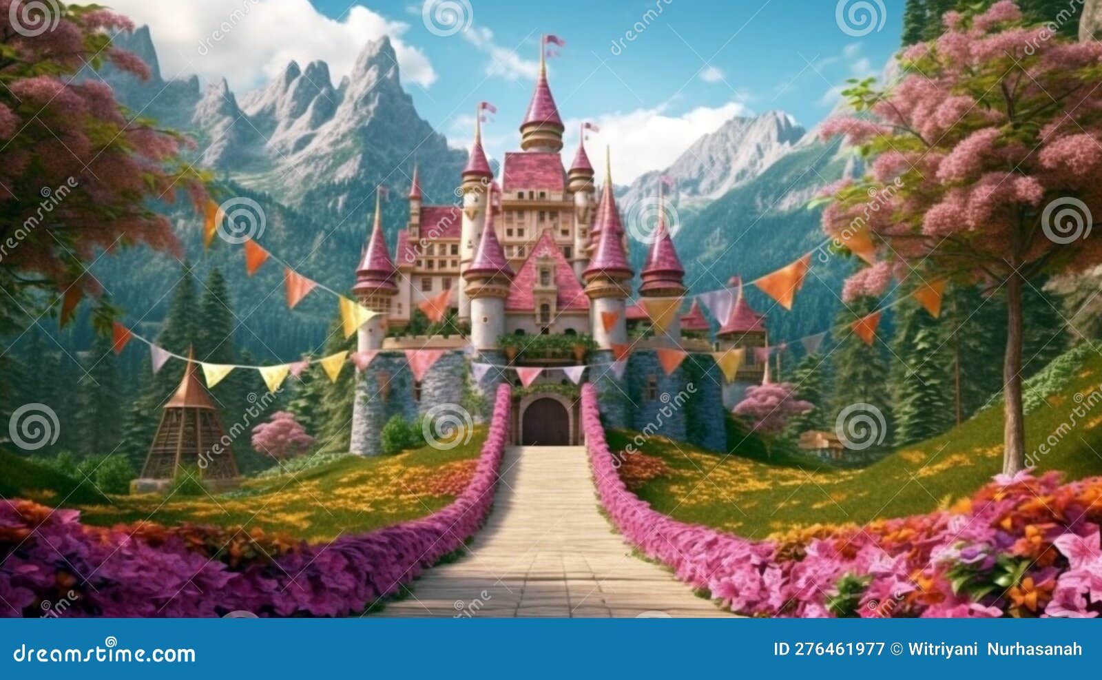 Fairy Tale Background with Princess Castle in the Forest. Castle with ...