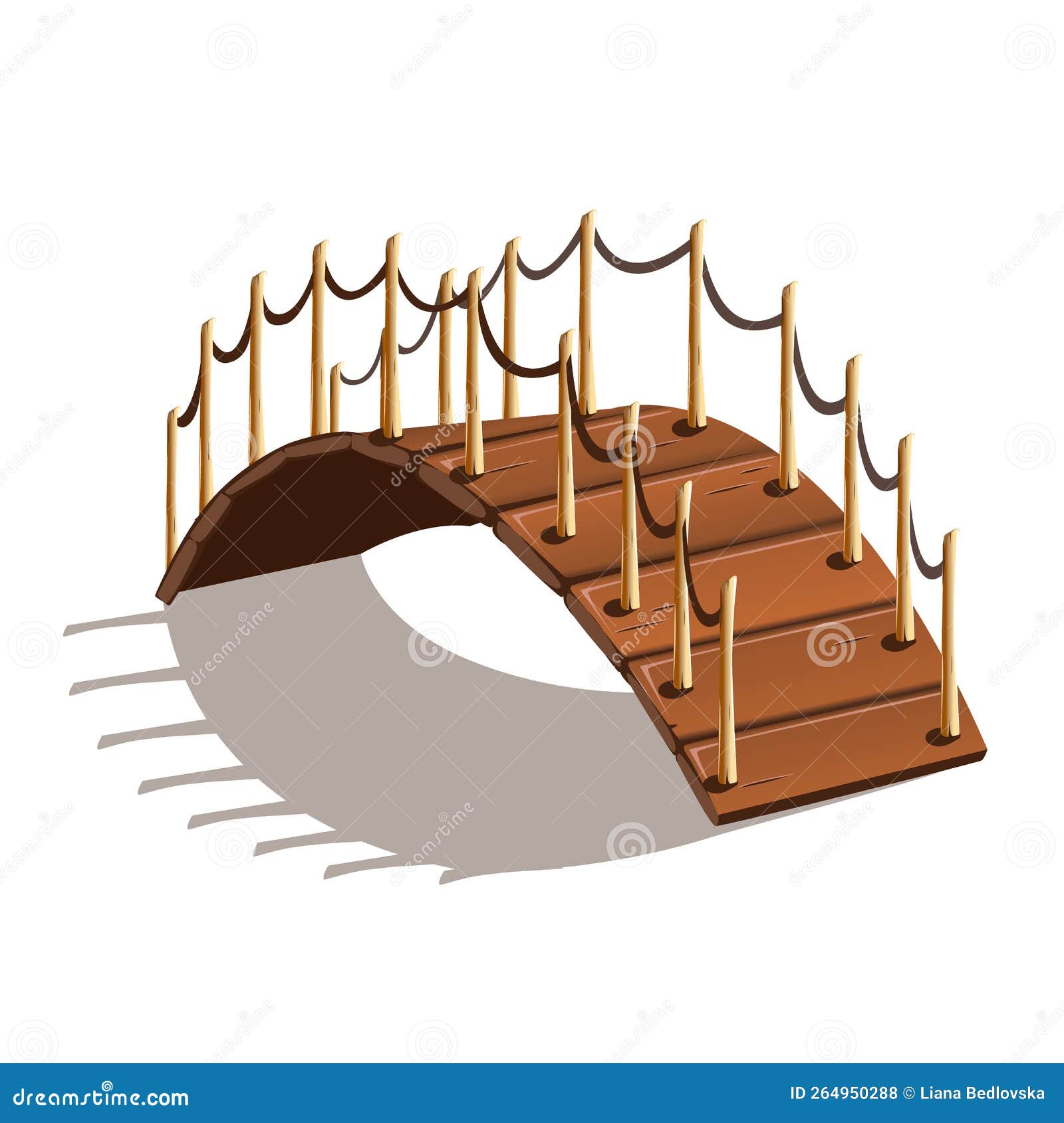 Old Wooden Bridge in Cartoon Style Stock Vector - Illustration of ...