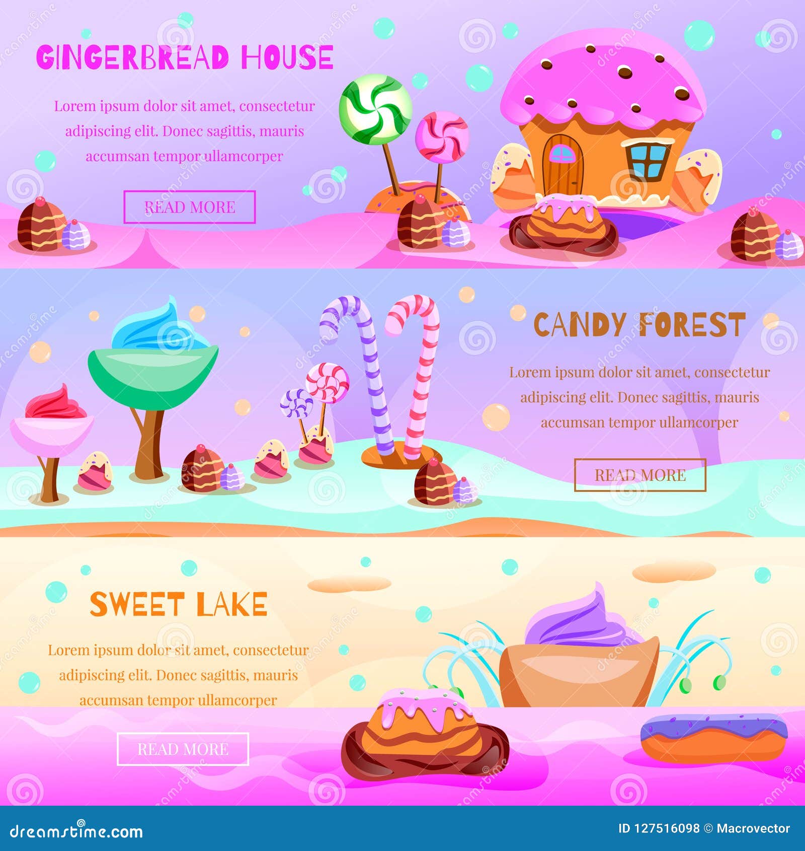 Fairy Candy Land With Marshmallow And Cream Trees, Pink River And ...