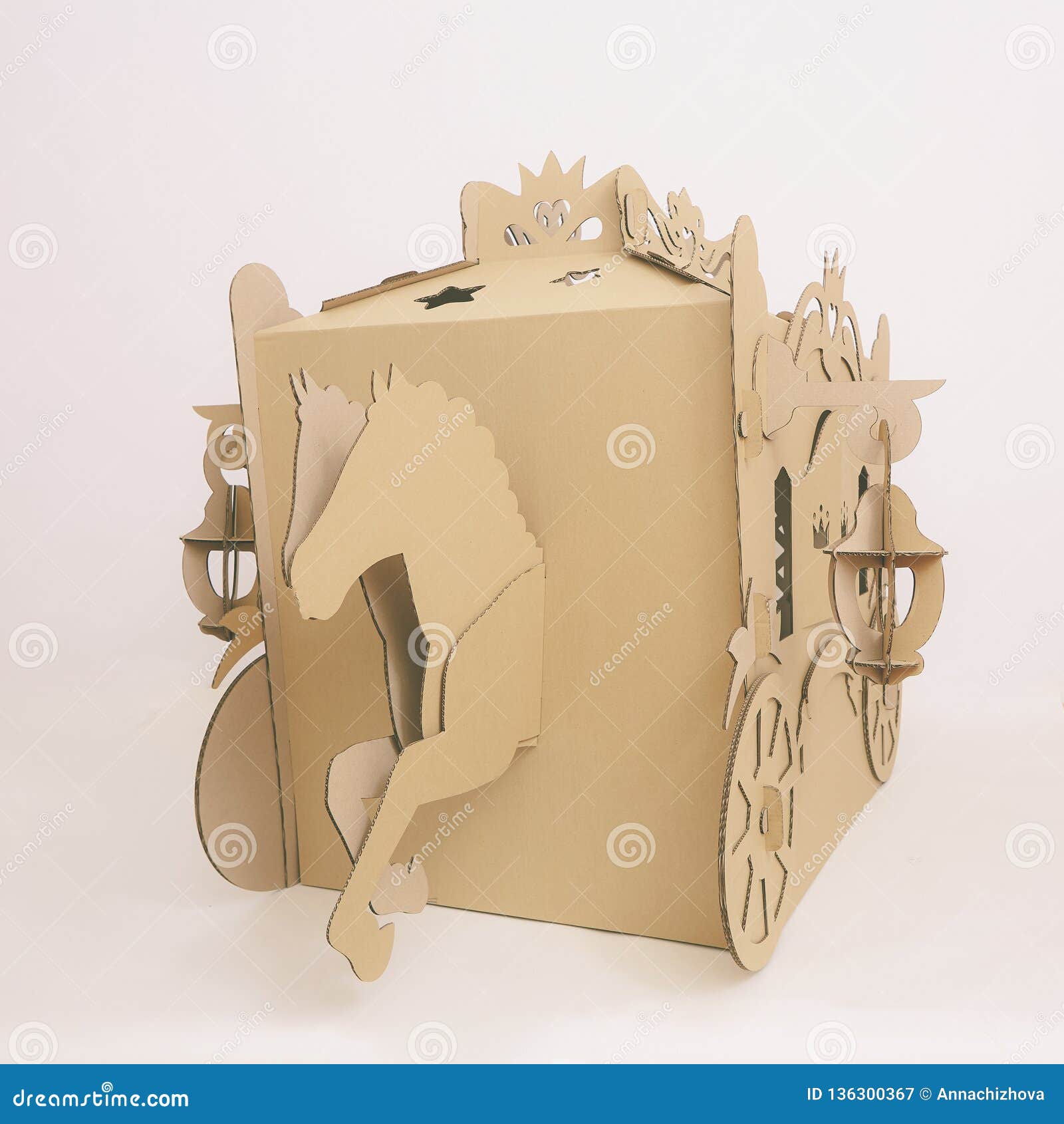 The Fairy Tale Carriage from Cardboad. Retro Filter Stock Image - Image ...