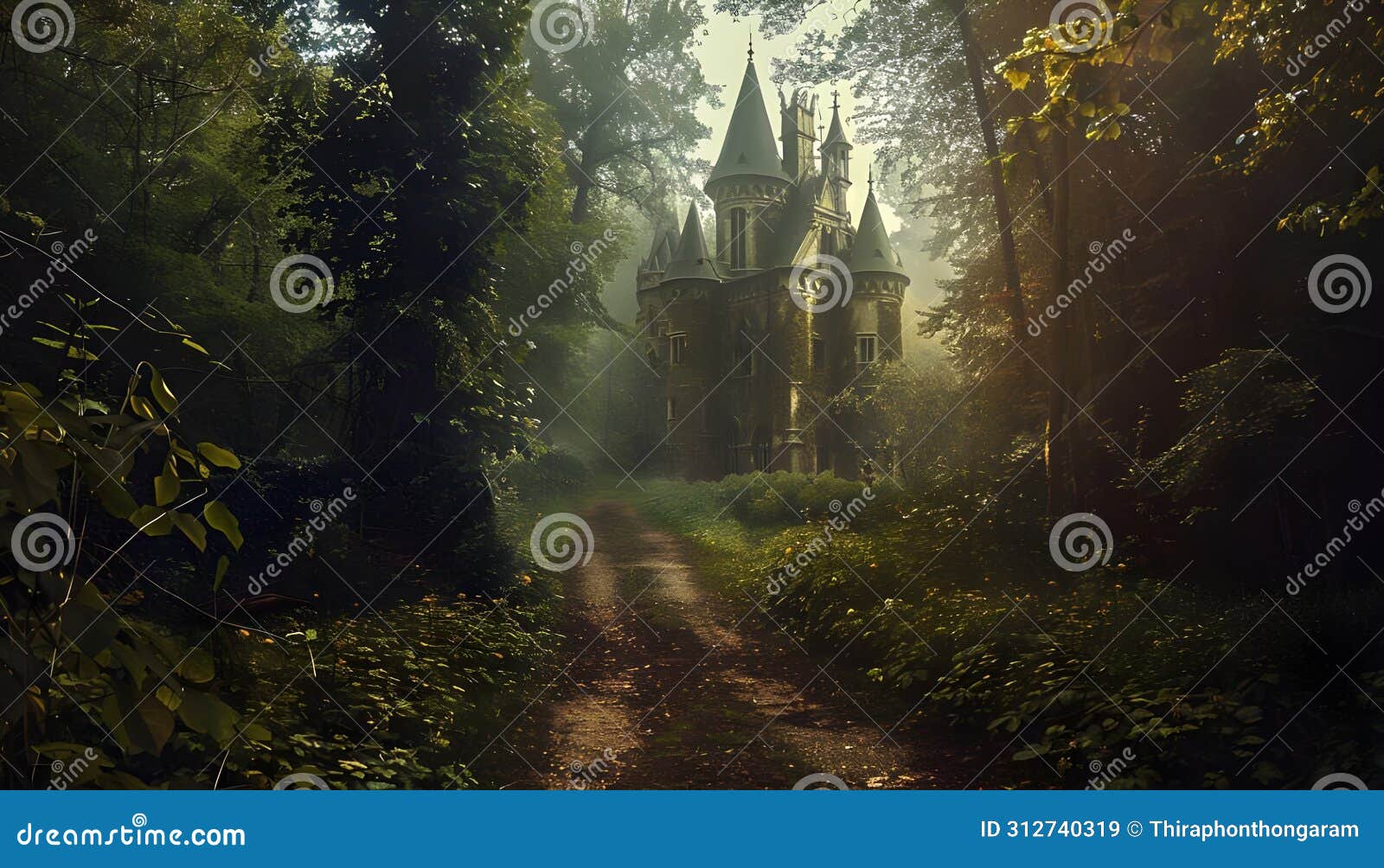 Fairy Tale Castle in Forest Stock Illustration - Illustration of ...