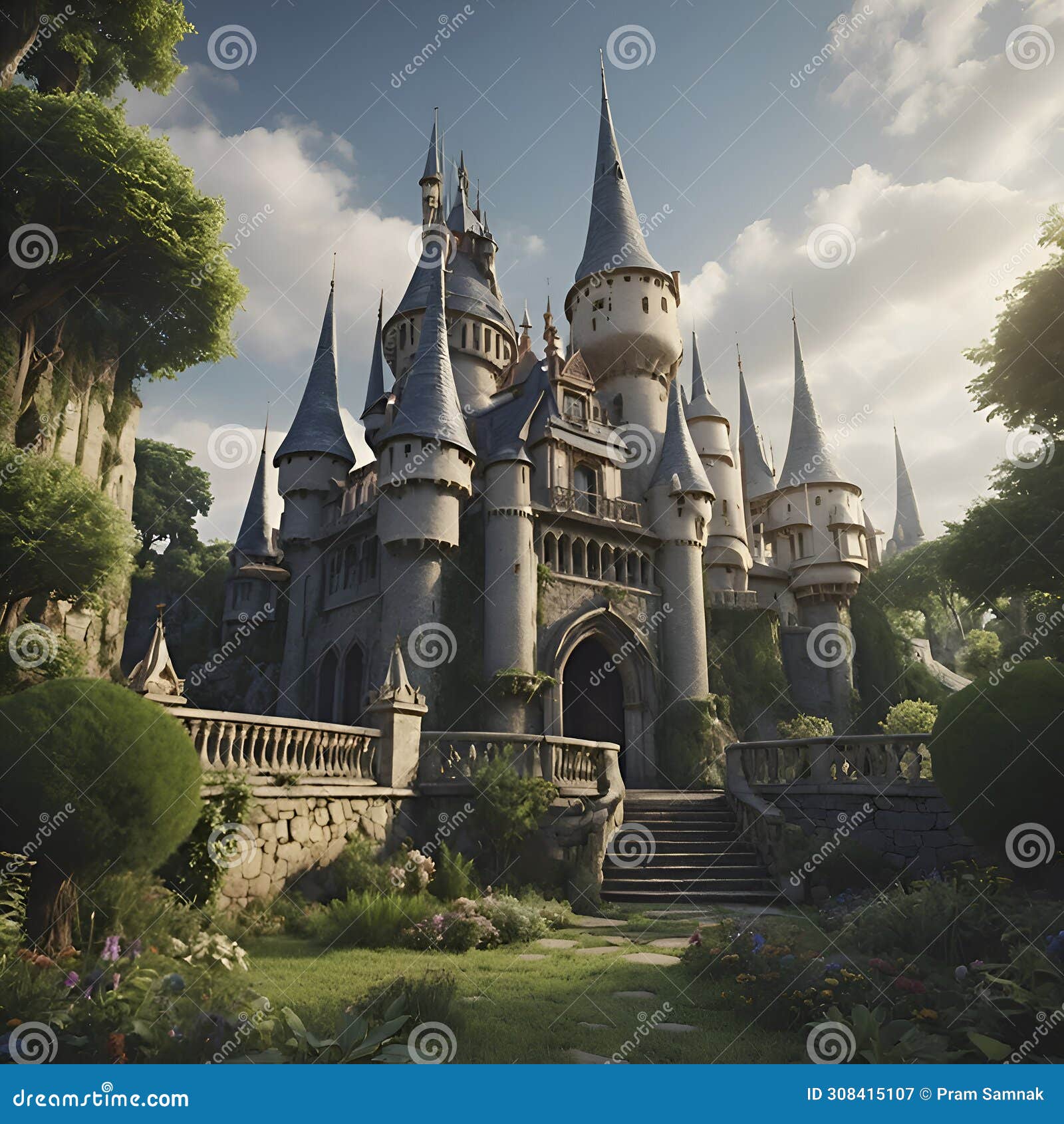 A Fairy Tale Castle with Towering Spires. AI-Generated. Stock ... A Fairy Tale Castle with Towering Spires. AI-Generated. Stock ...