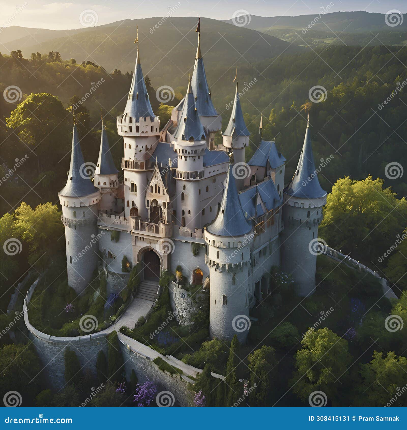 A Fairy Tale Castle with Towering Spires. AI-Generated. Stock ... A Fairy Tale Castle with Towering Spires. AI-Generated. Stock ...