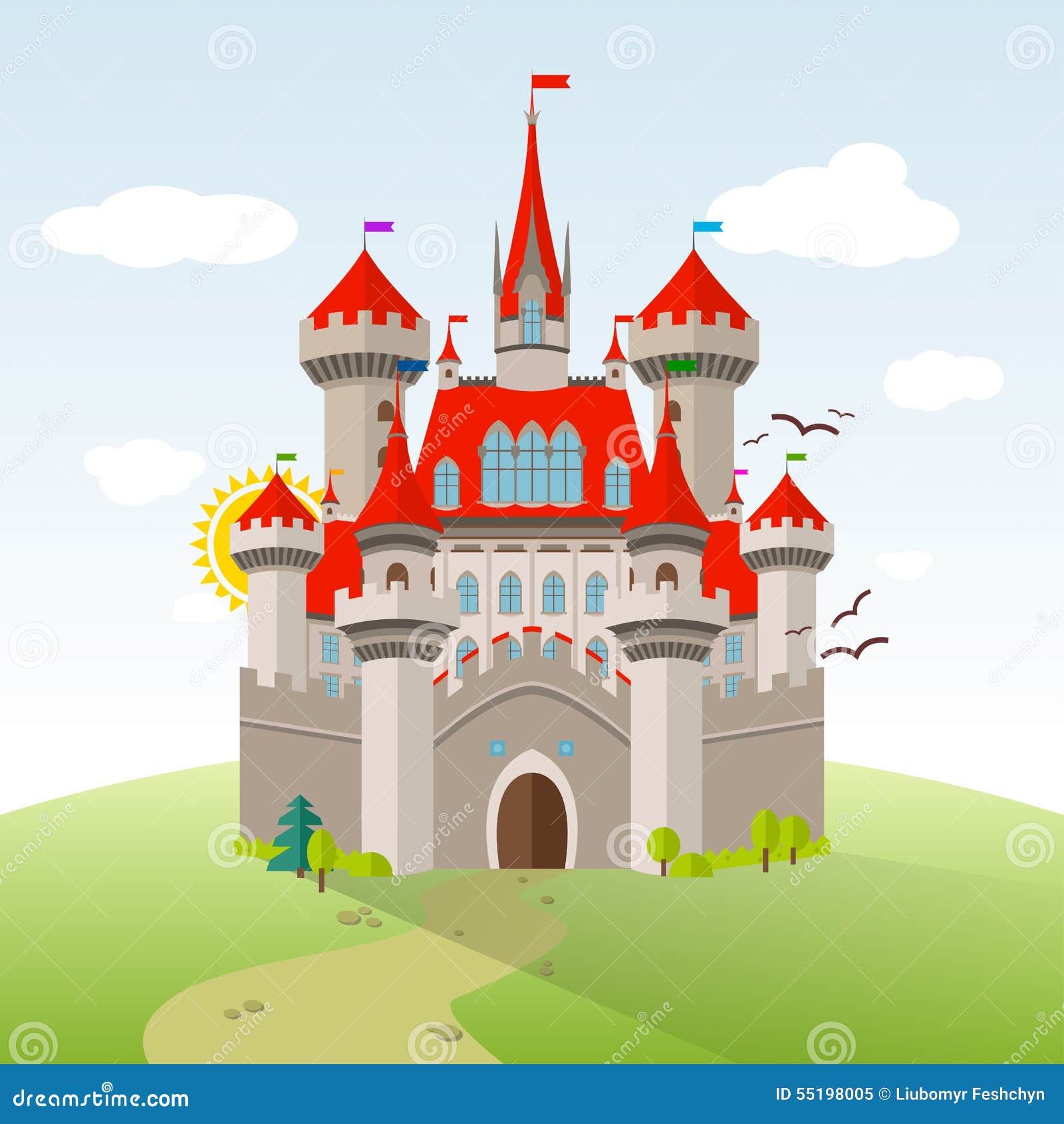 Fairy-tale Castle. Vector Imagination Child Illustration Stock Vector ...