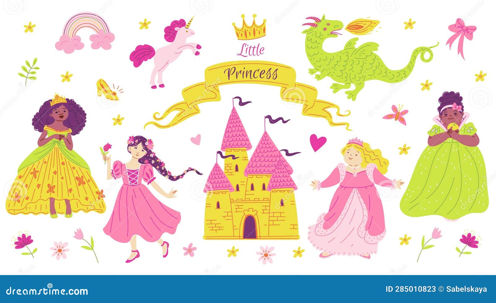Fairy Tale Characters Collection Set Multi Ethnic Beautiful Princesses