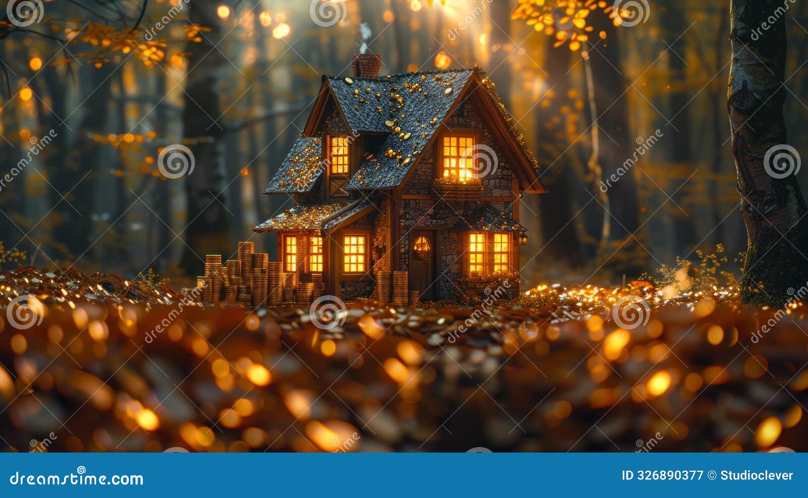 Fairy Tale Cottage in Enchanted Forest - Generative Ai Stock ...