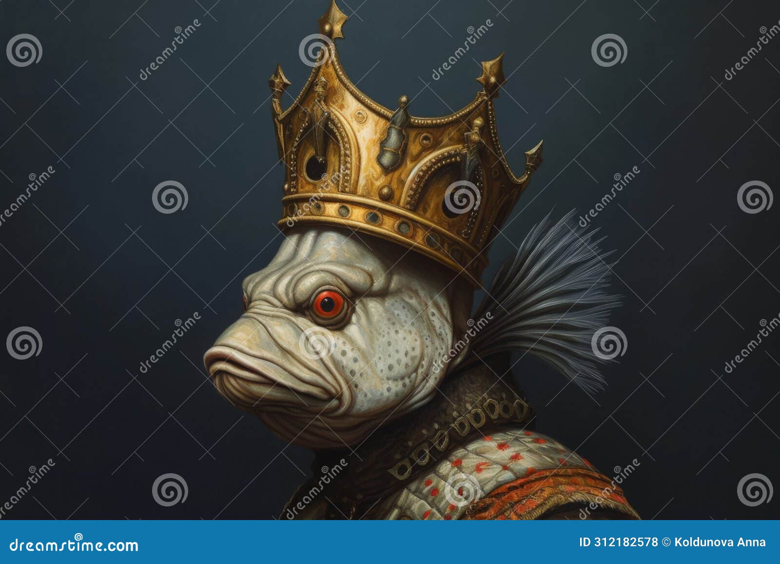 A fish in hat and crown stock illustration. Illustration of arrogant ...
