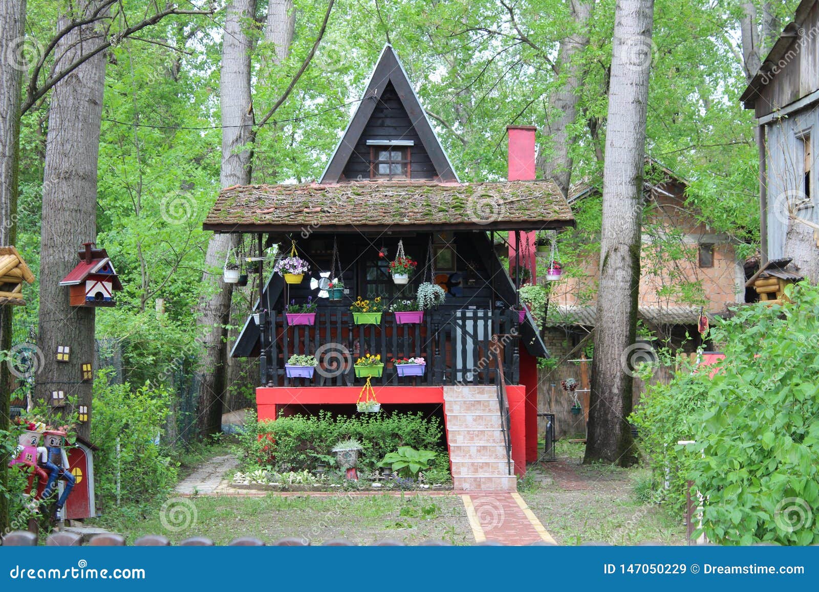 Fairy Tale Flower House in the Woods Stock Image - Image of flower ...